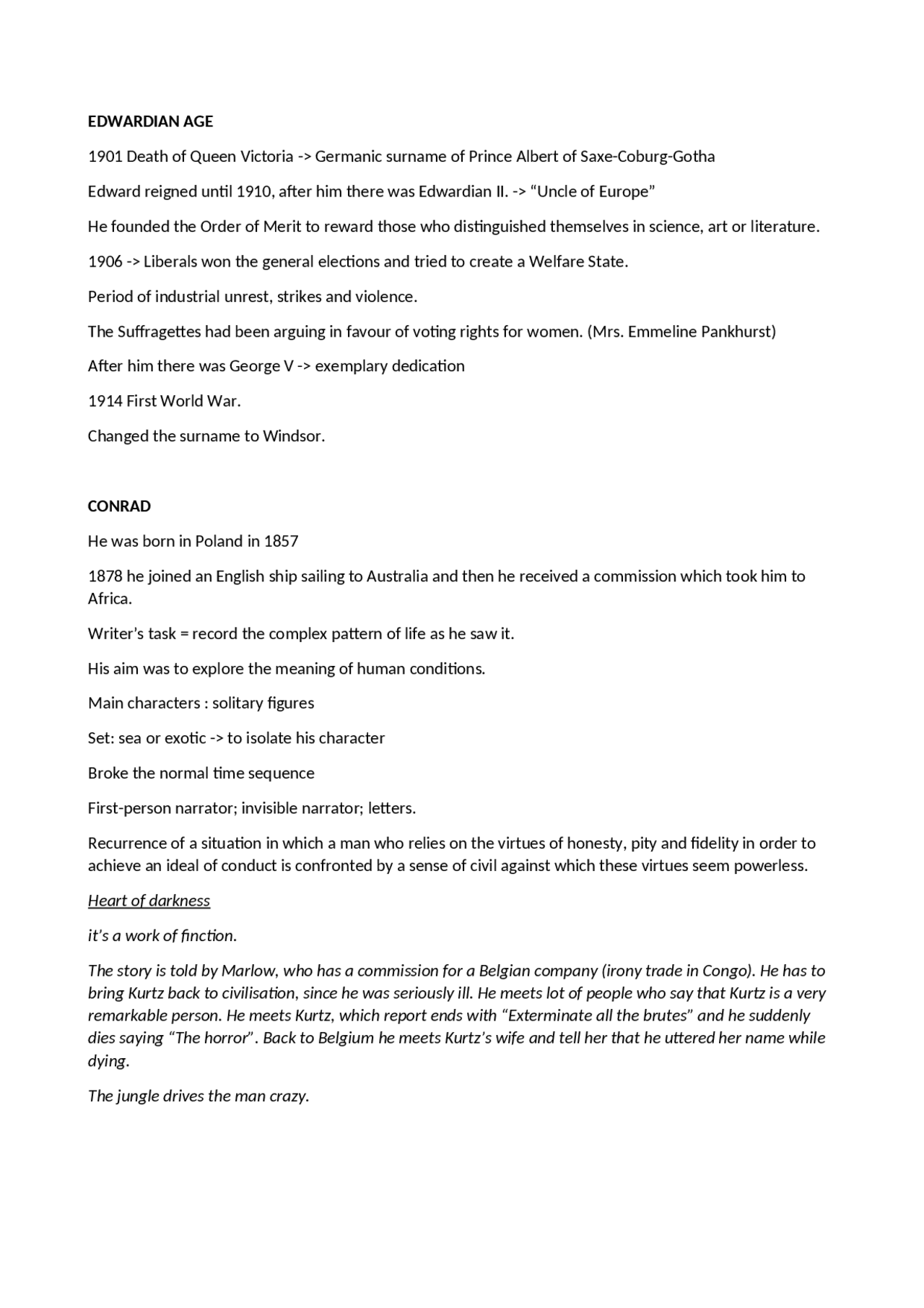 Schema Inglese World War Joyce Wollf Docsity