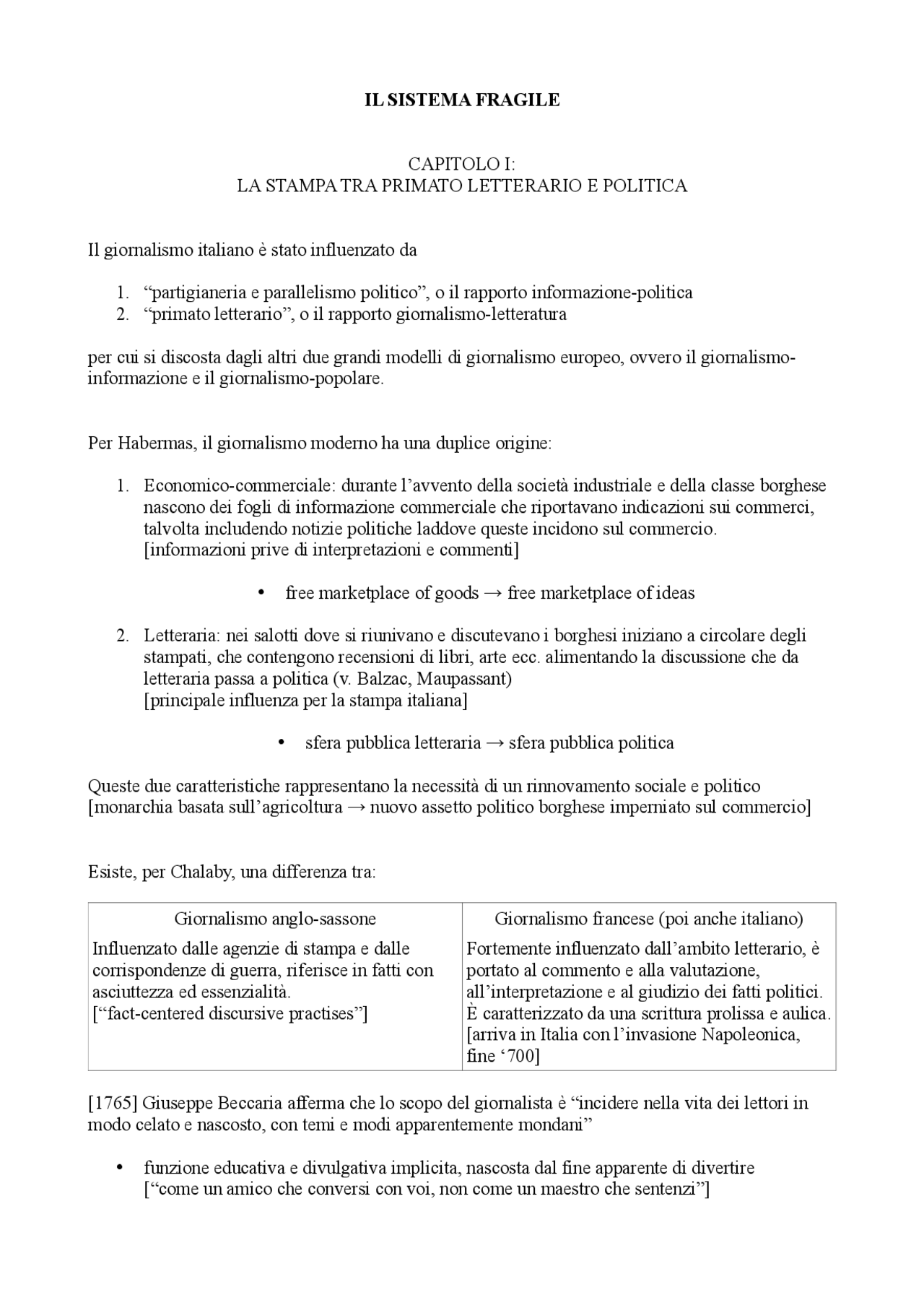 Riassunto Libro Il Sistema Fragile Mancini Sintesi Del Corso Di