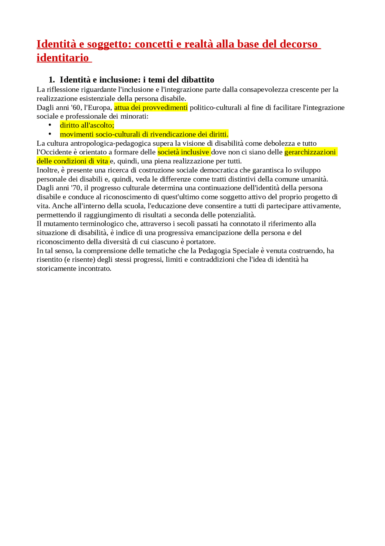 Diversità E Inclusione Docsity