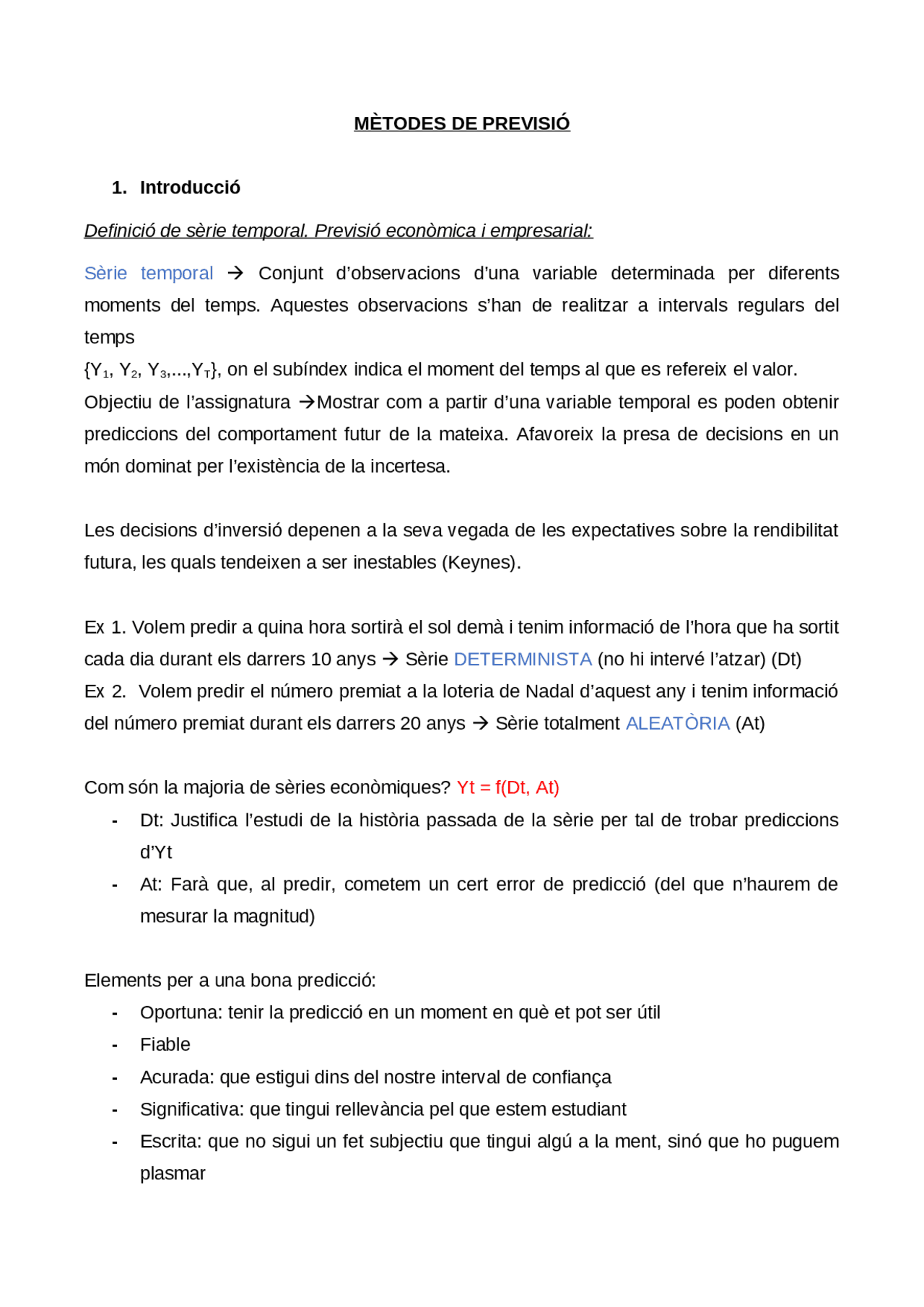 Apunts Mètodes De Previsió Docsity