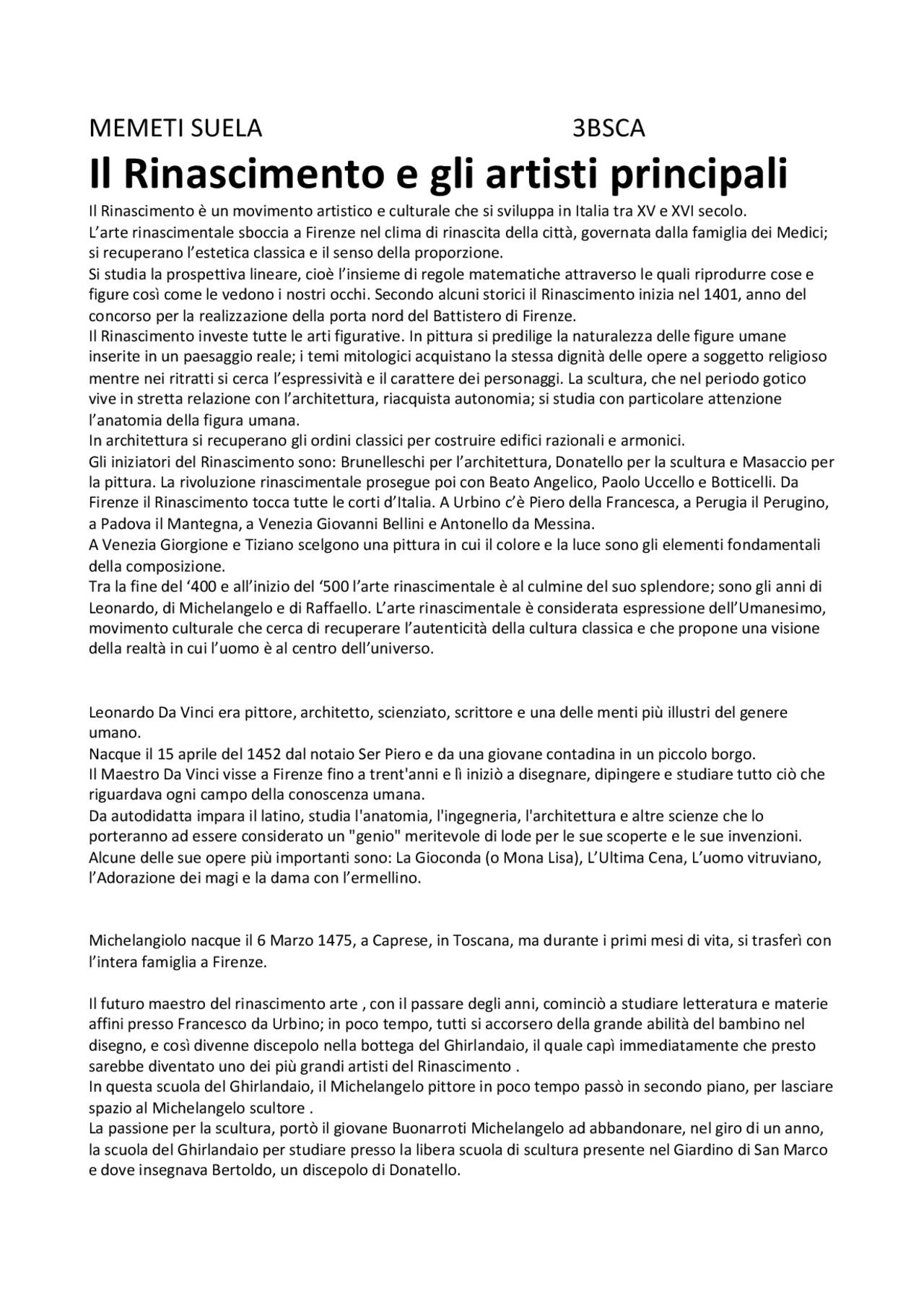 Rinascimento Ricerca Docsity