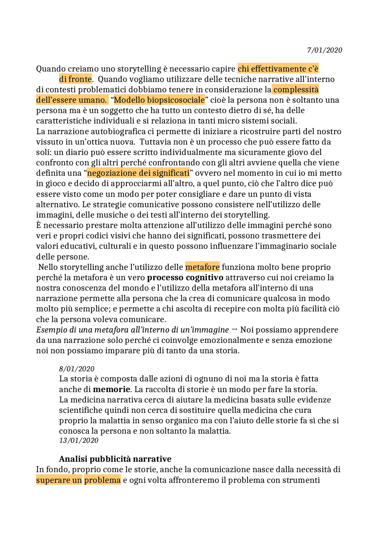 Appunti Storytelling Docsity