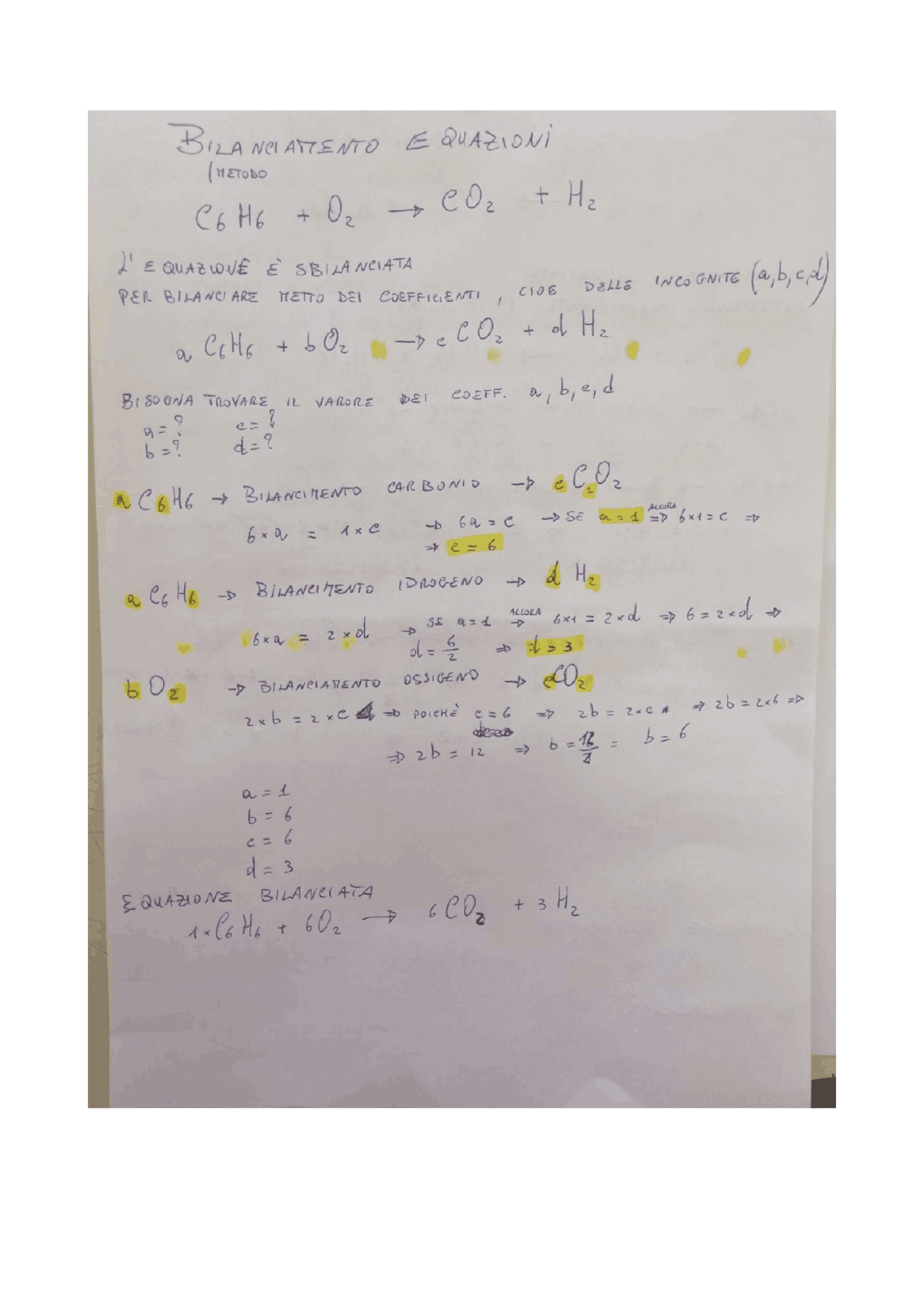 Chimica schema bilanciamento equazioni chimiche | Dispense di Chimica ...