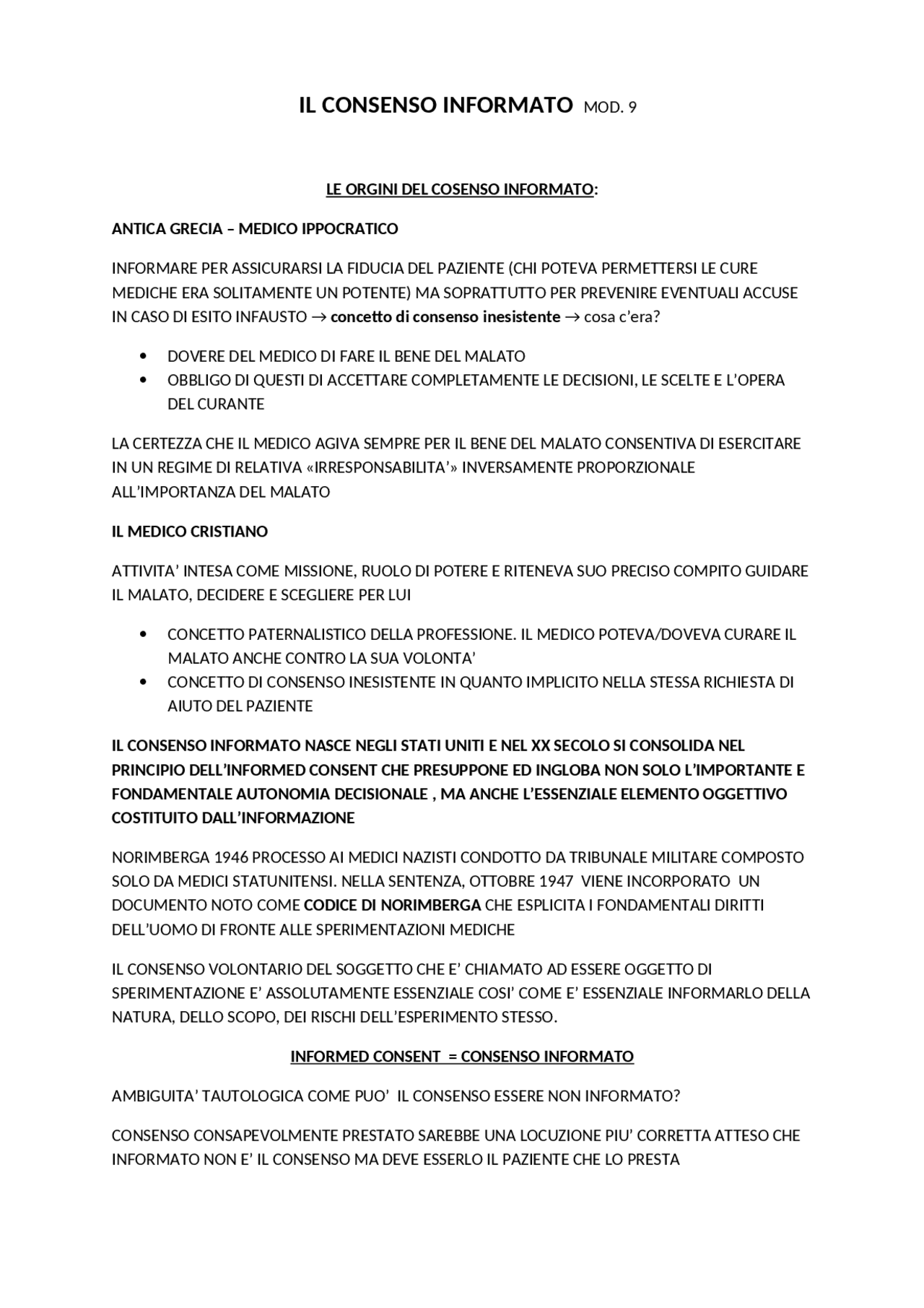 Il consenso informato nel diritto sanitario | Dispense di Diritto ...