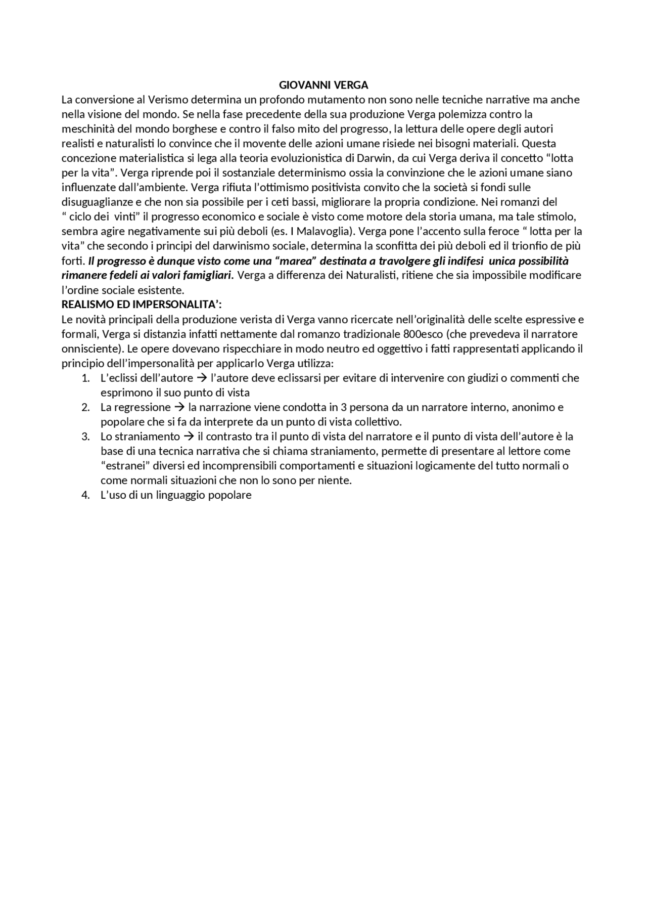 Giovanni Verga Appunti Docsity