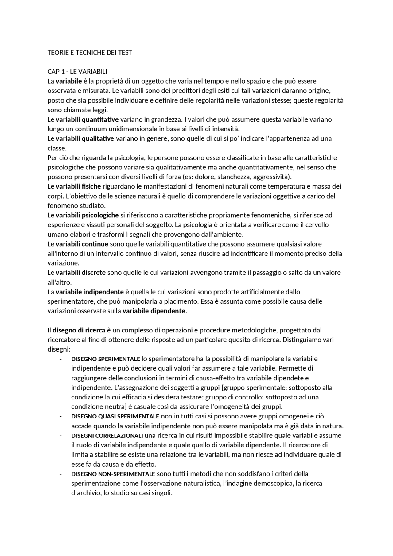 Riassunto Teorie e tecniche dei reattivi e delle interviste in ...