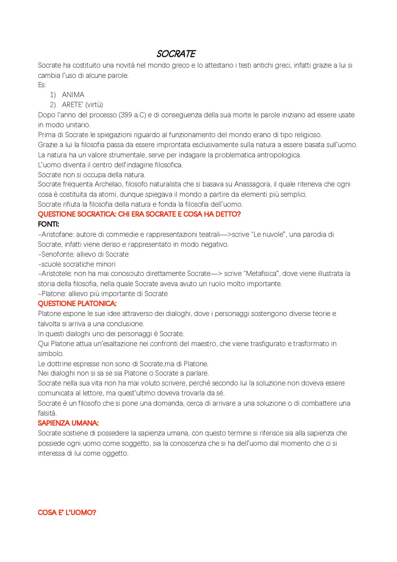Appunti approfonditi su socrate - Docsity