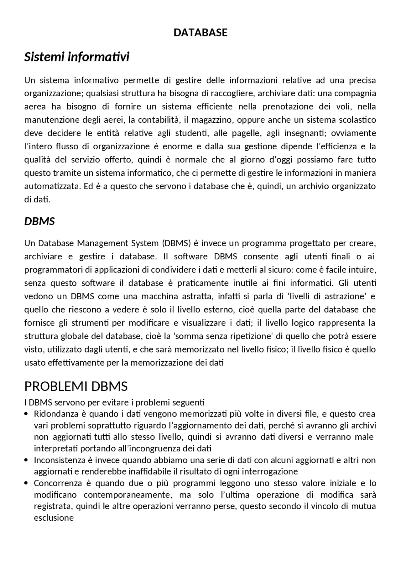 Programma informatica: i database - Docsity