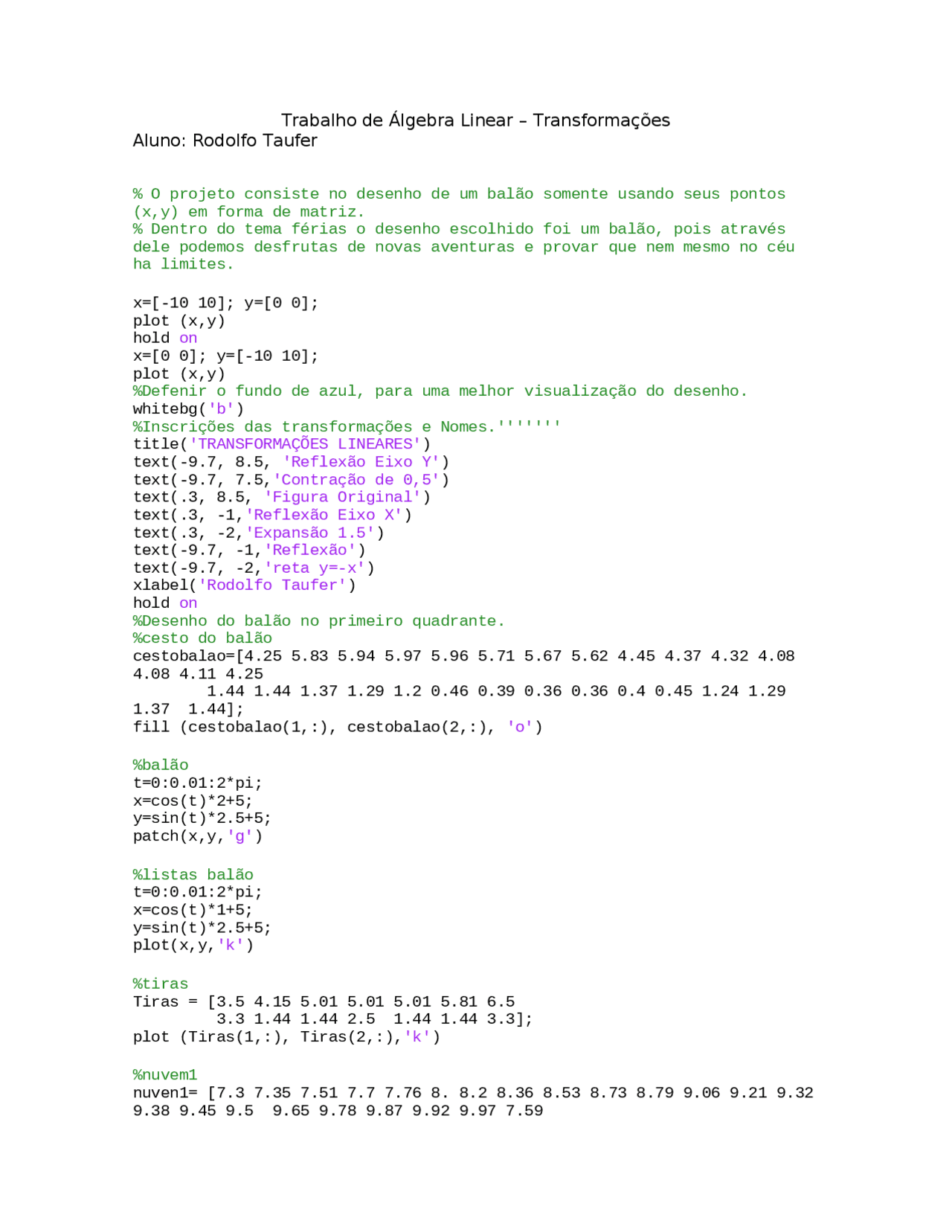 Geração de imagem através de matrizes - Docsity