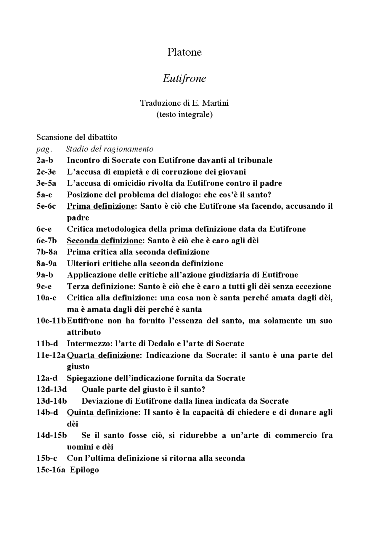 Eutifrone Versione Integrale Docsity