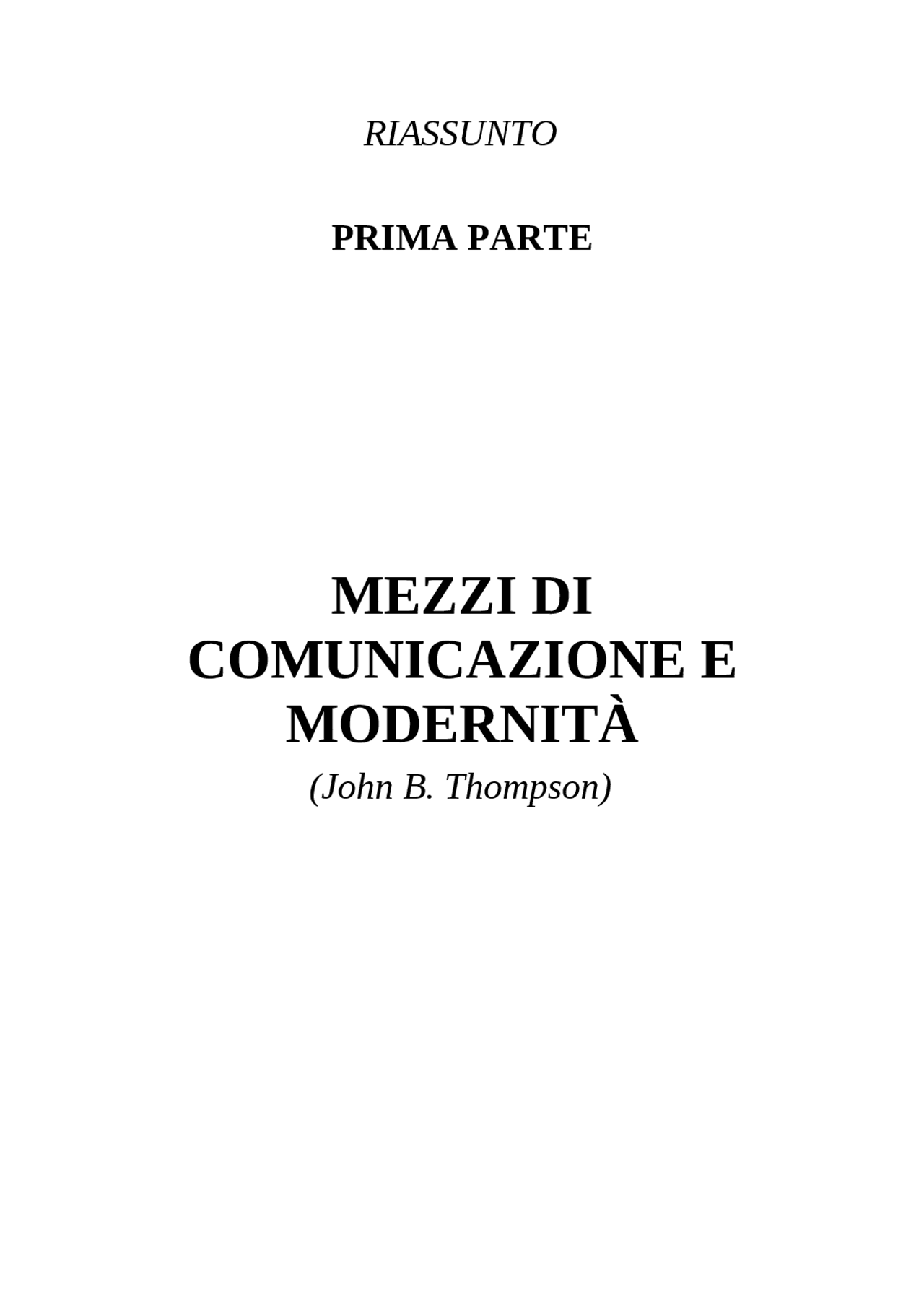 Riassunto Prima Parte Docsity