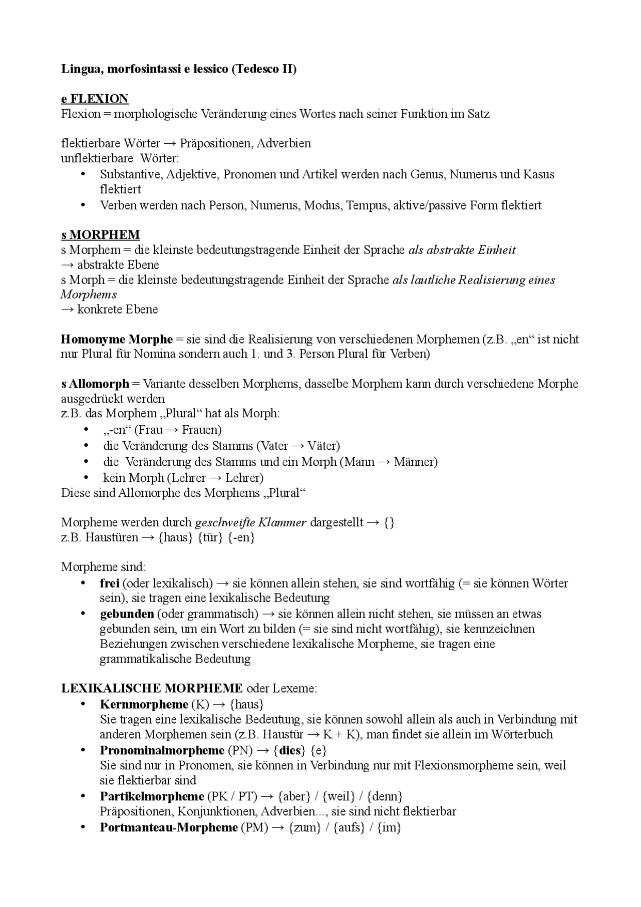 Morfosintassi Tedesca Lingua Sintassi E Lessico Docsity