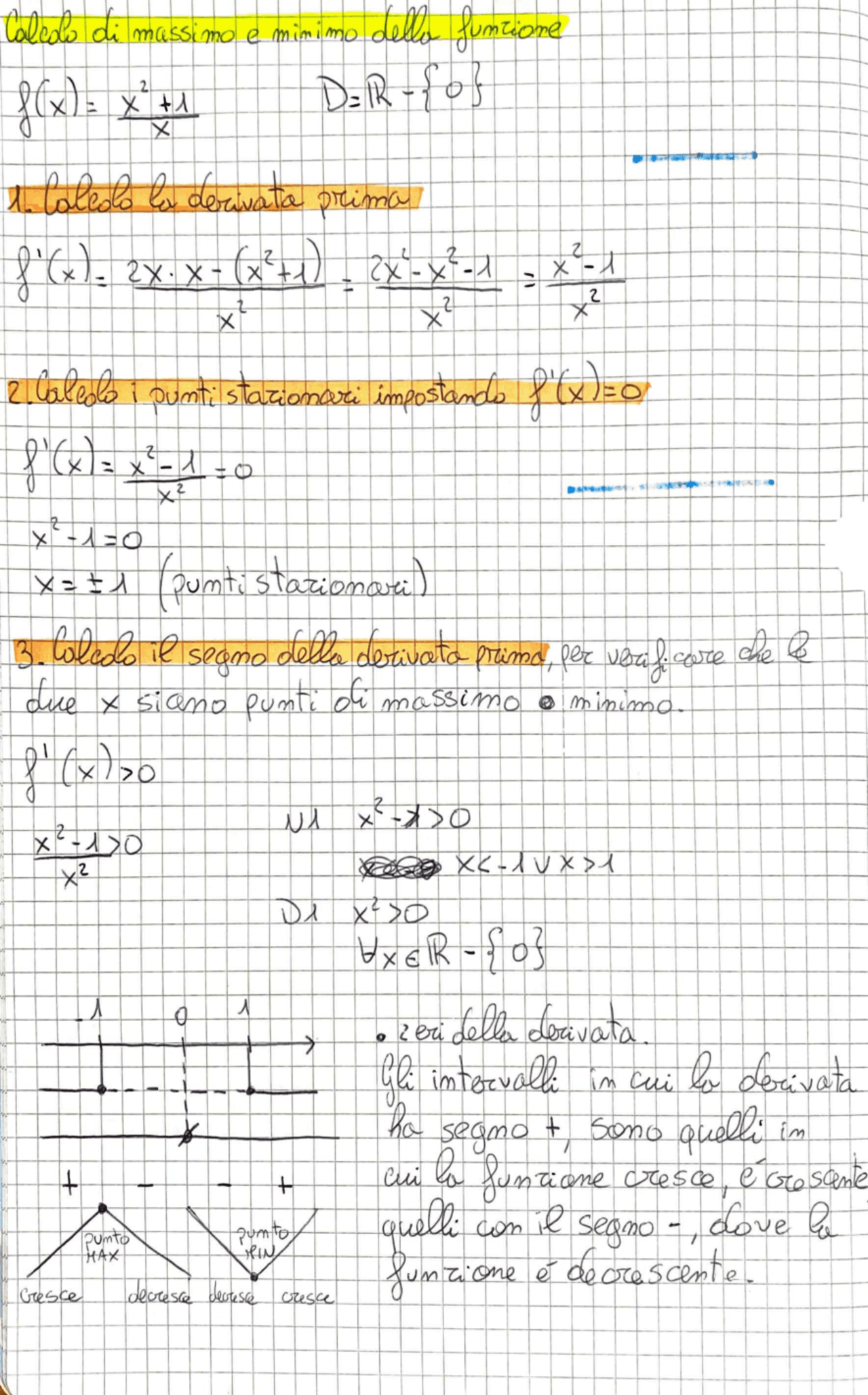 Calcolo Di Massimo E Minimo Della Funzione Docsity