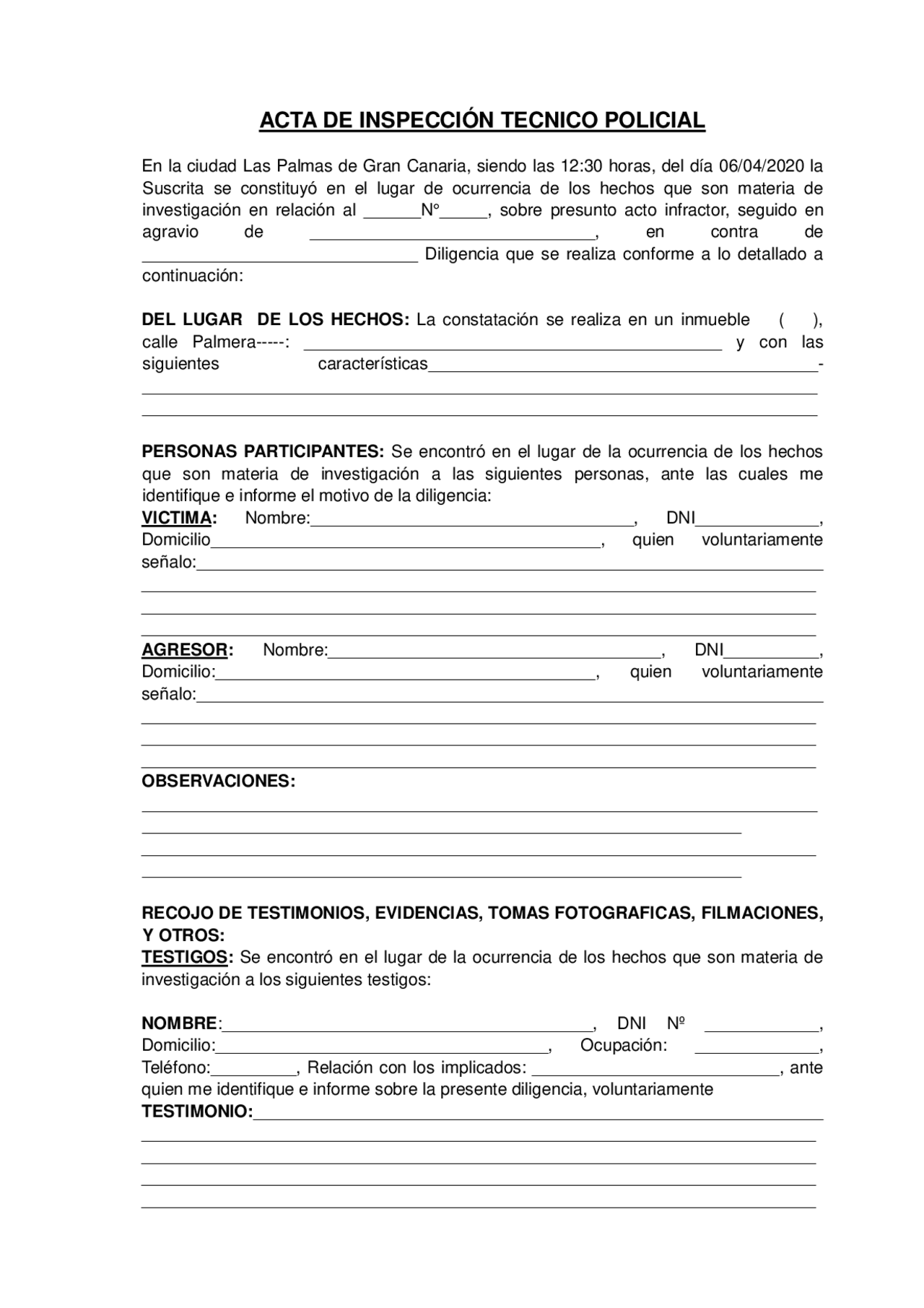 MODELO DE ACTA DE ITP - Docsity