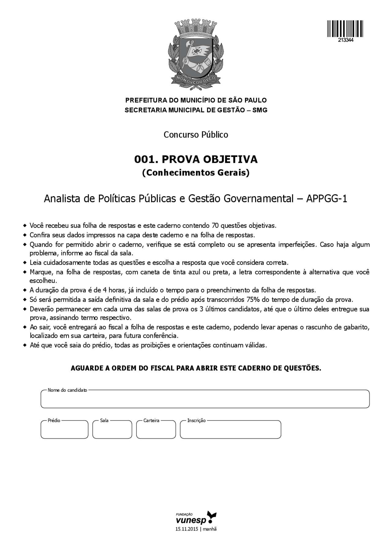 Prova de concurso público | Exercises Architecture | Docsity