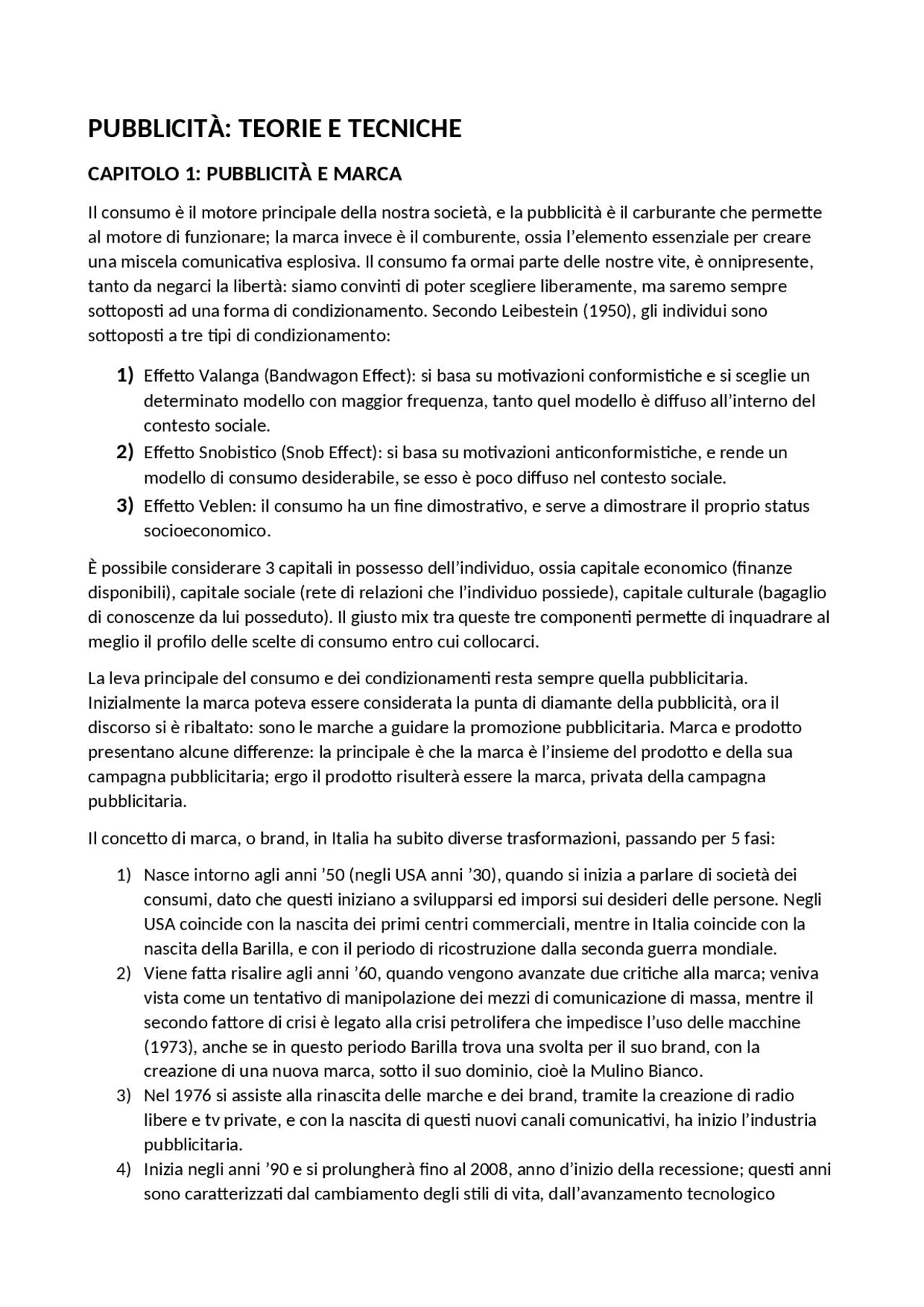Pubblicità Teorie E Tecniche Docsity