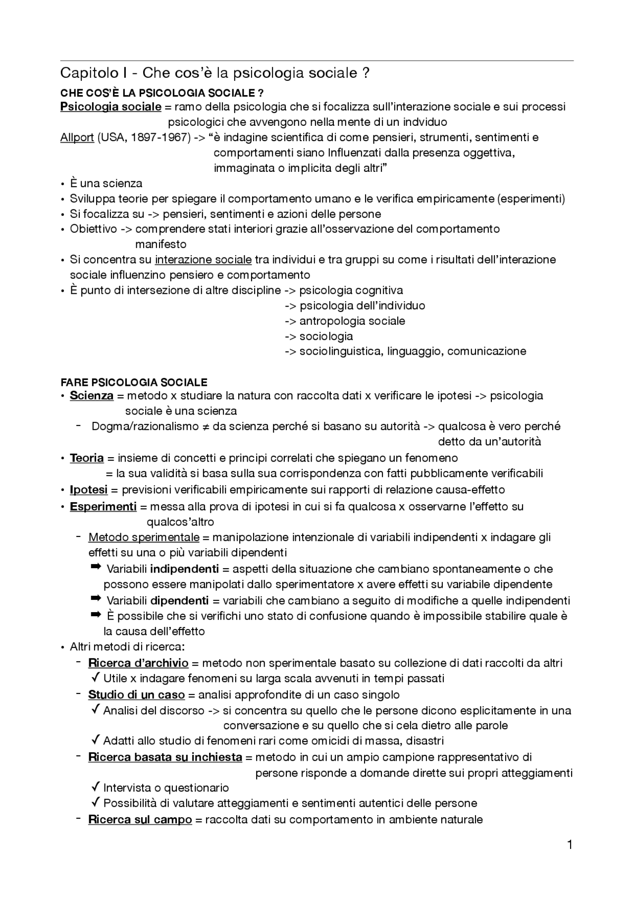 Manuale Psicologia Sociale Primo Capitolo Docsity
