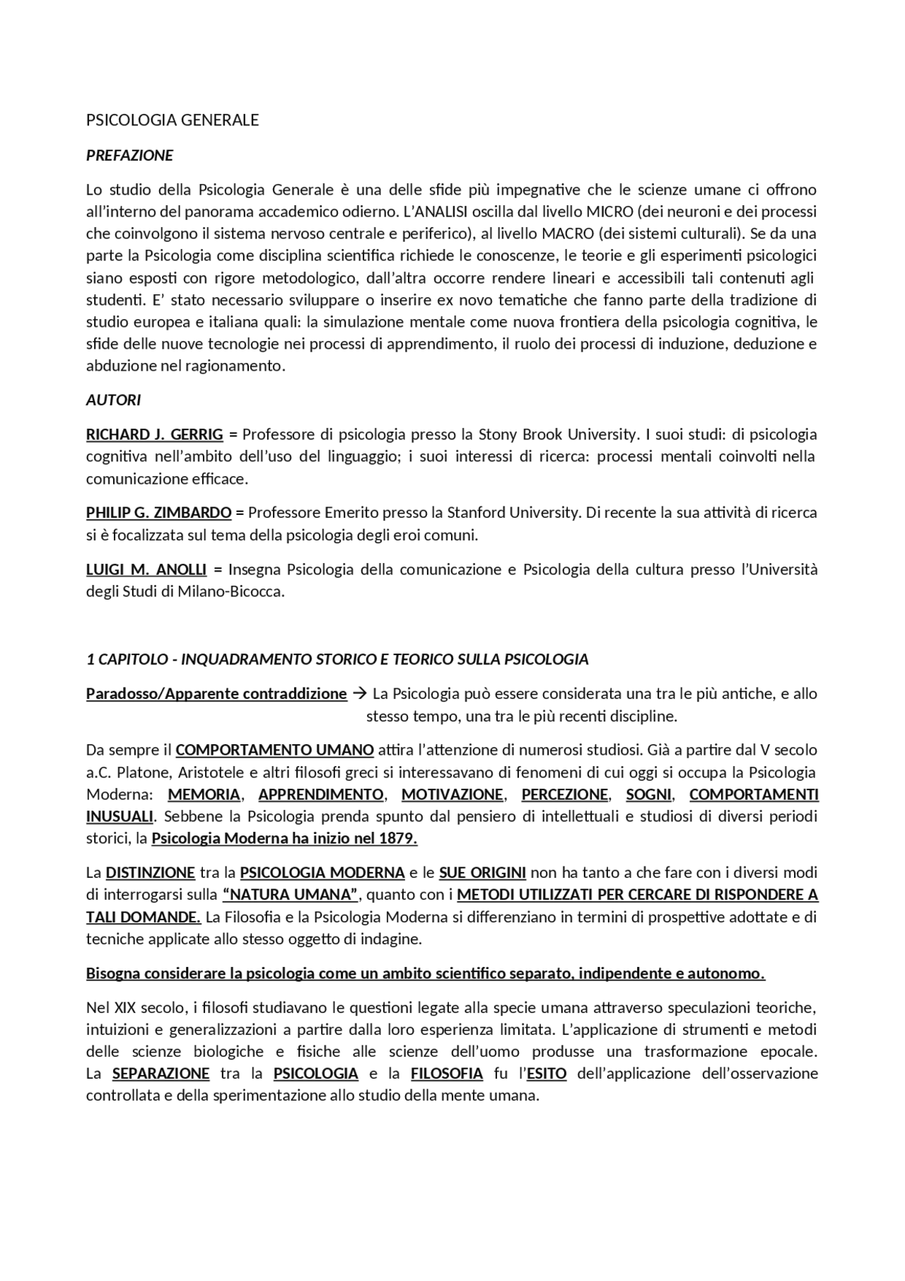 Psicologia Generale Gerrig Zimbardo Docsity