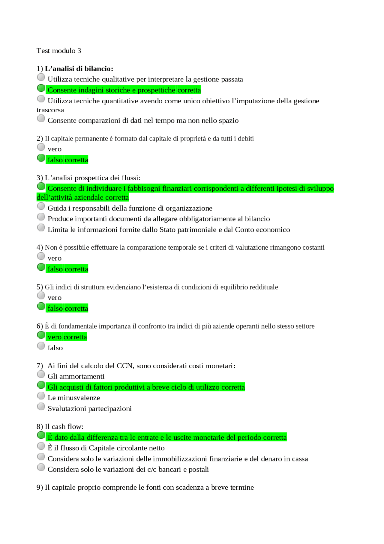 Test Piattaforma Ragioneria Generale Applicata 2 Docsity