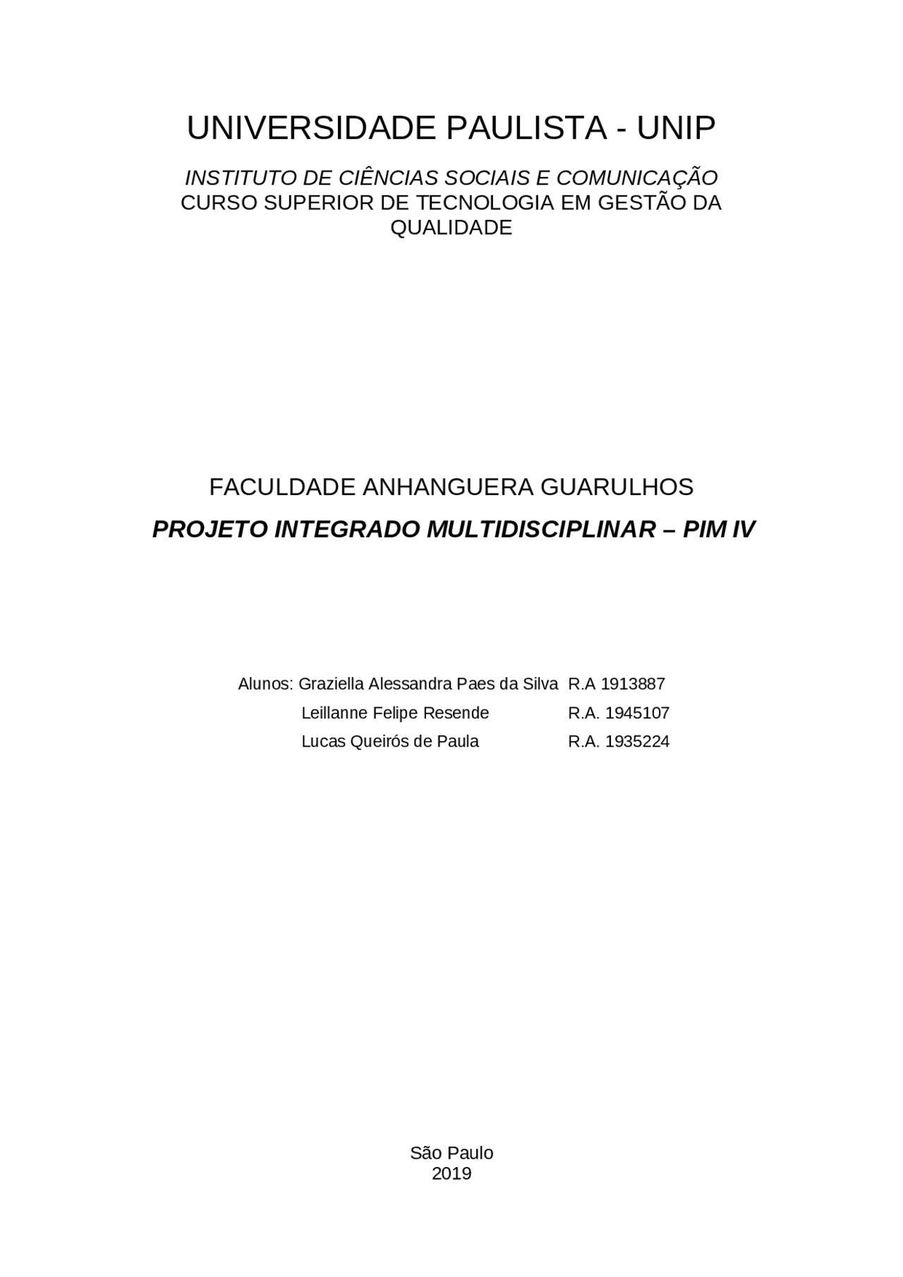 Projeto Integrado Multidisciplinar Iv Docsity
