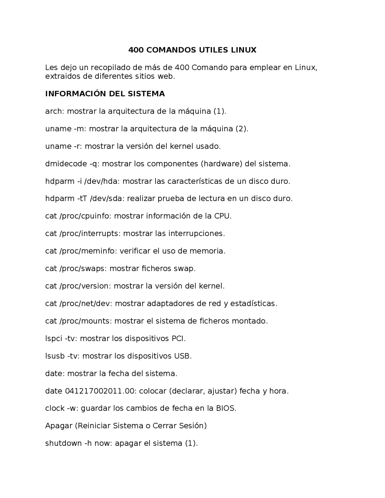 Linux Comandos Utiles Docsity