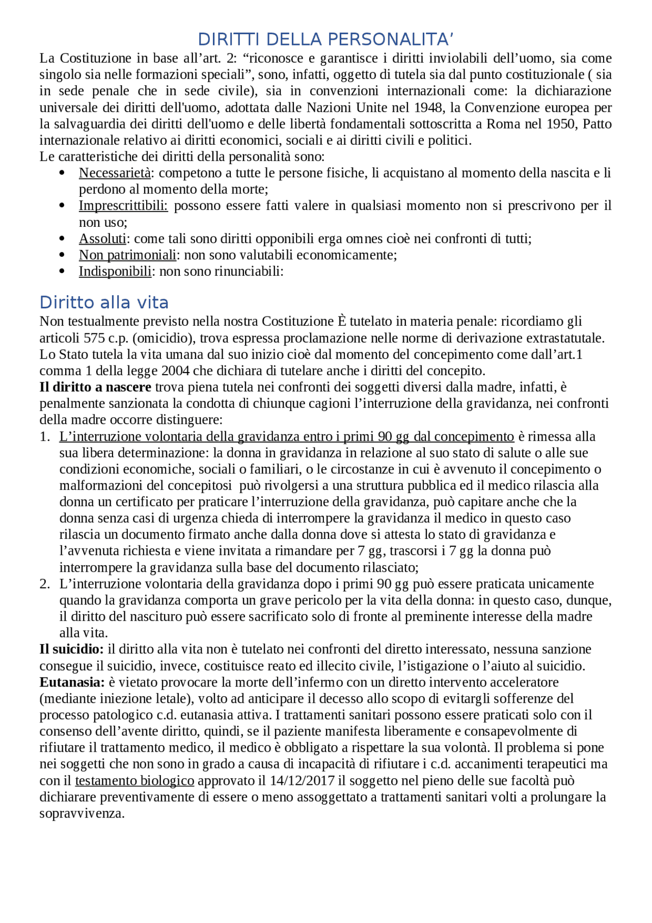 Diritti Della Personalità Docsity