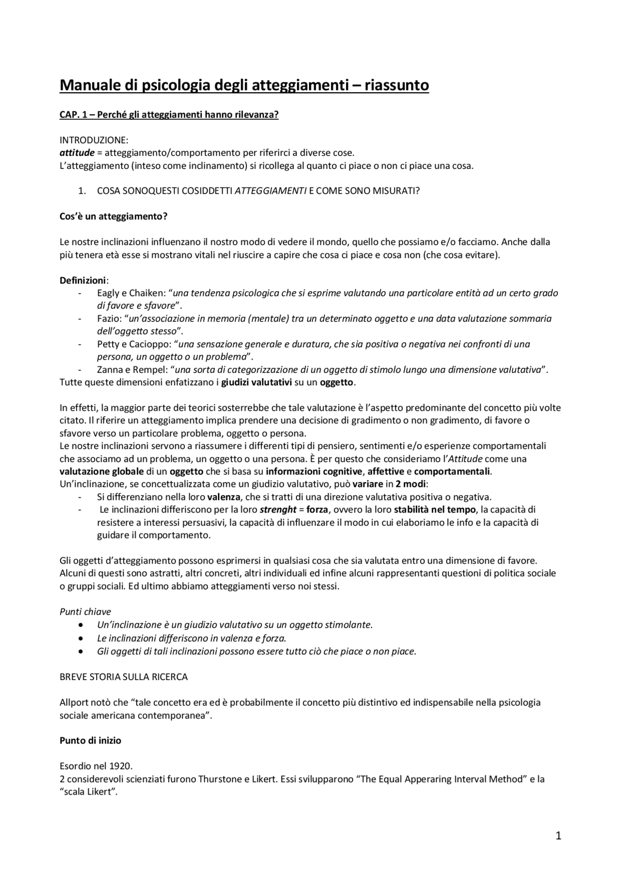 Psicologia Degli Atteggiamenti Docsity