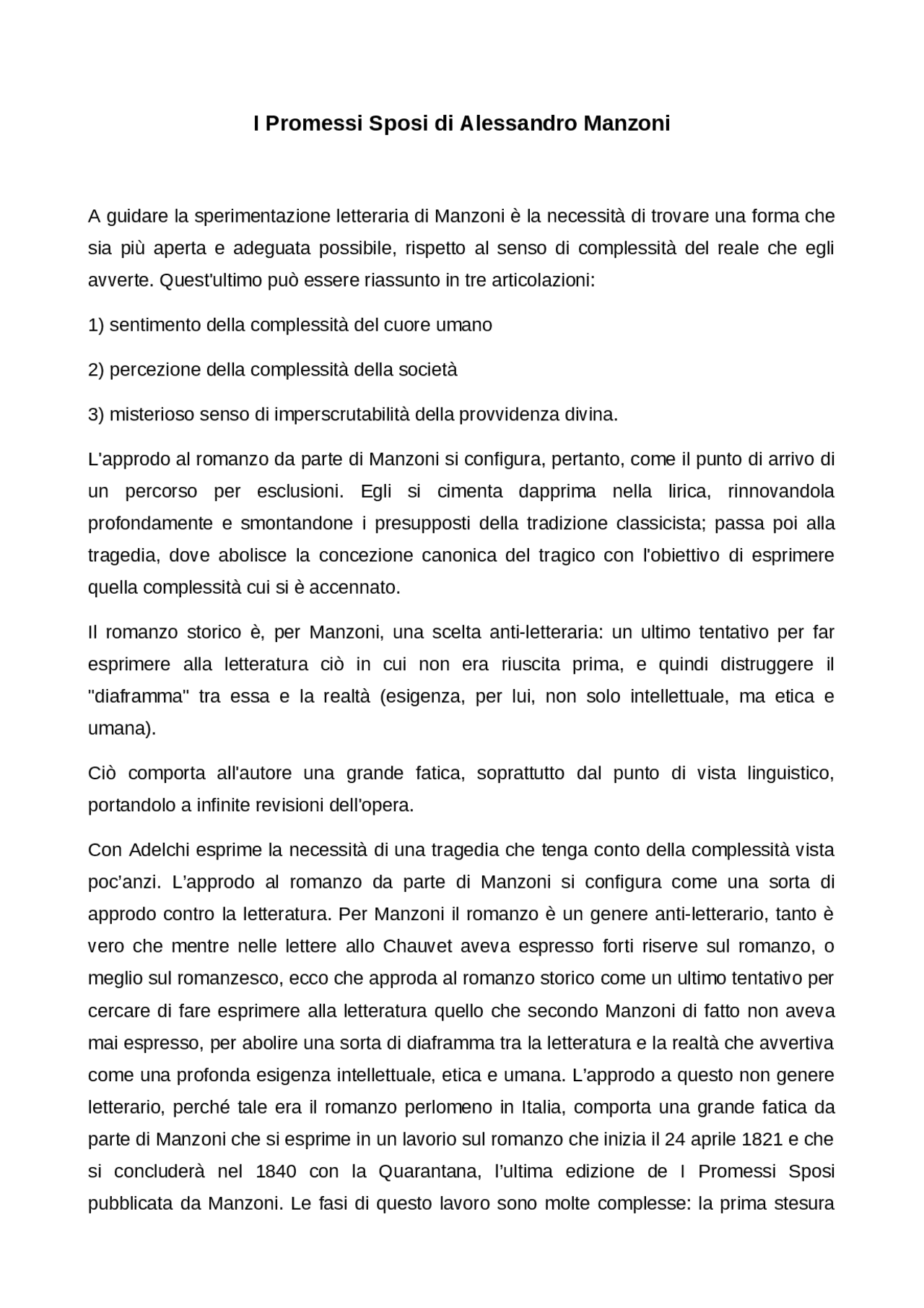 I promessi sposi di alessandro manzoni - Docsity