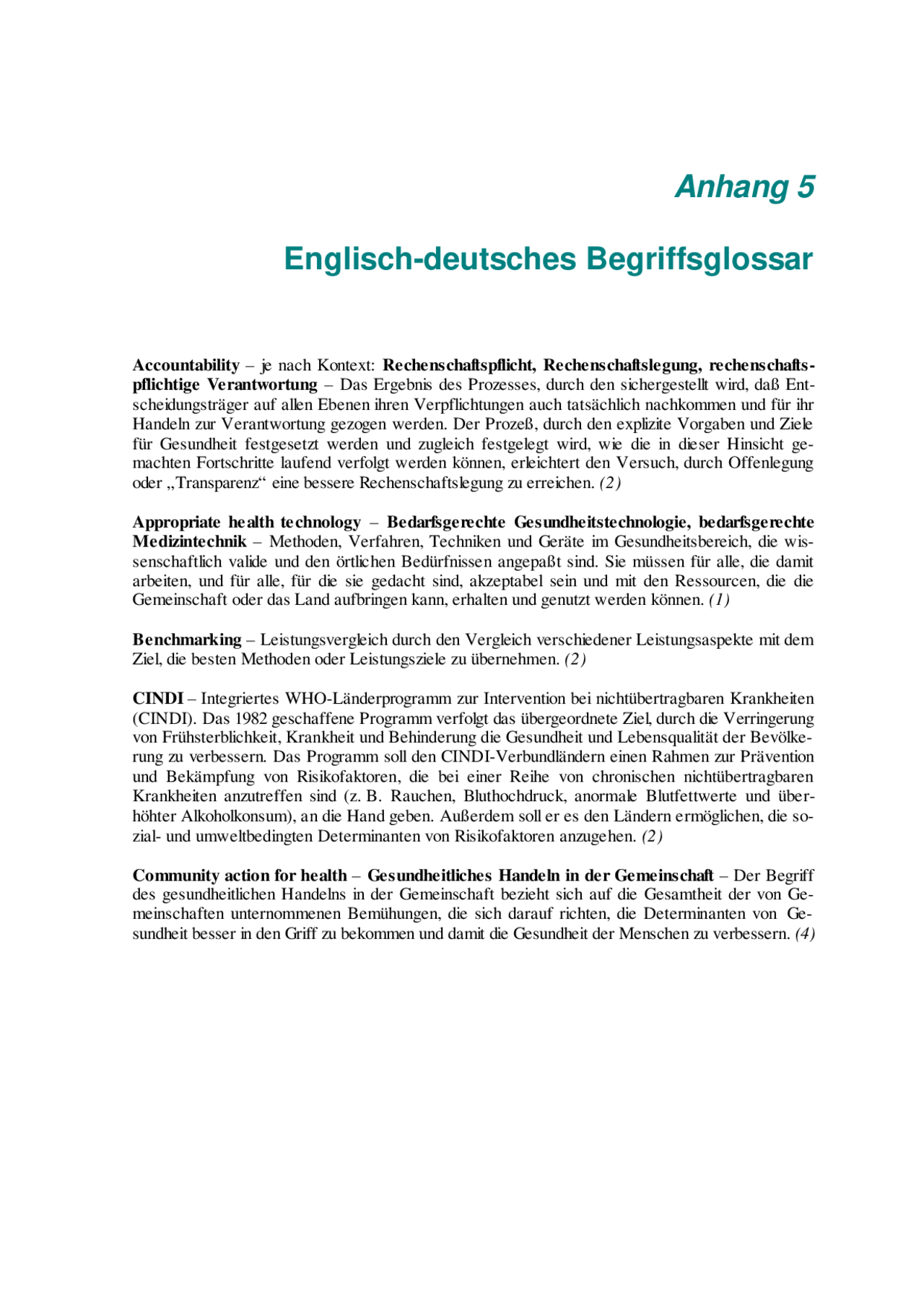 Anhang 5: Englisch-deutsches Begriffsglossar - Docsity