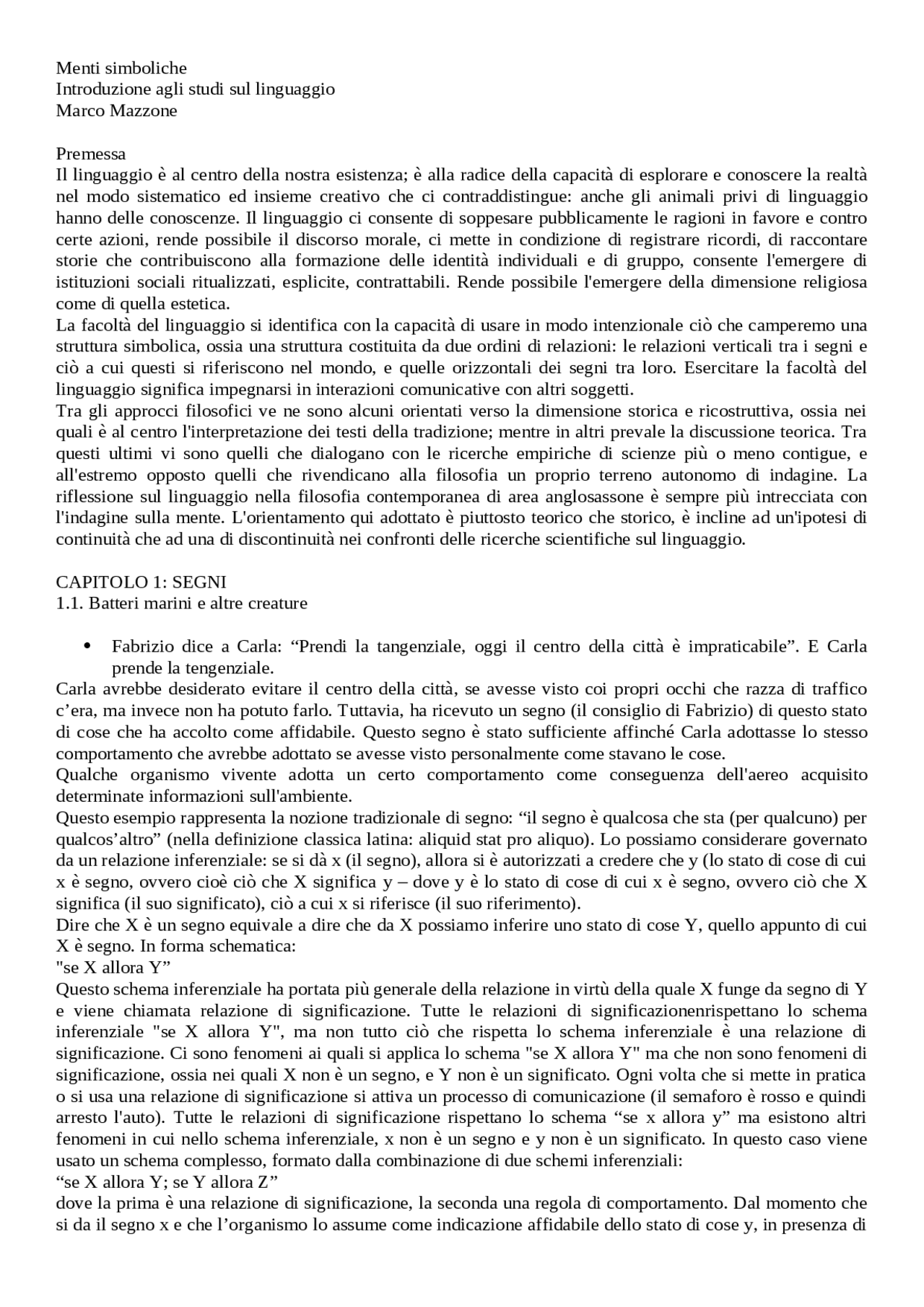 Menti Simboliche Teoria Del Linguaggio Docsity