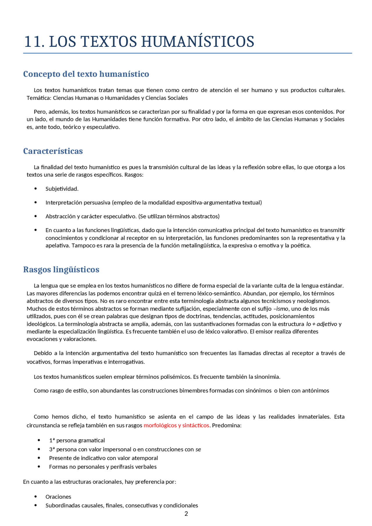 TEMA 11, los textos humanísticos. - Docsity