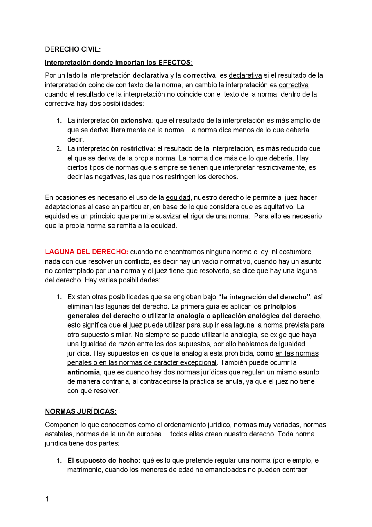 Derecho Civil I. - Docsity