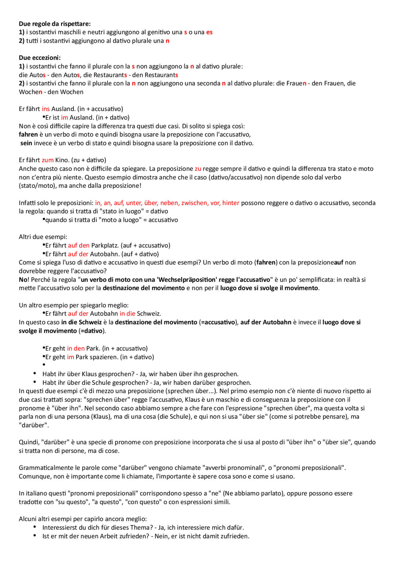 REGOLE GENERALI TEDESCO GRAMMATICA - Docsity