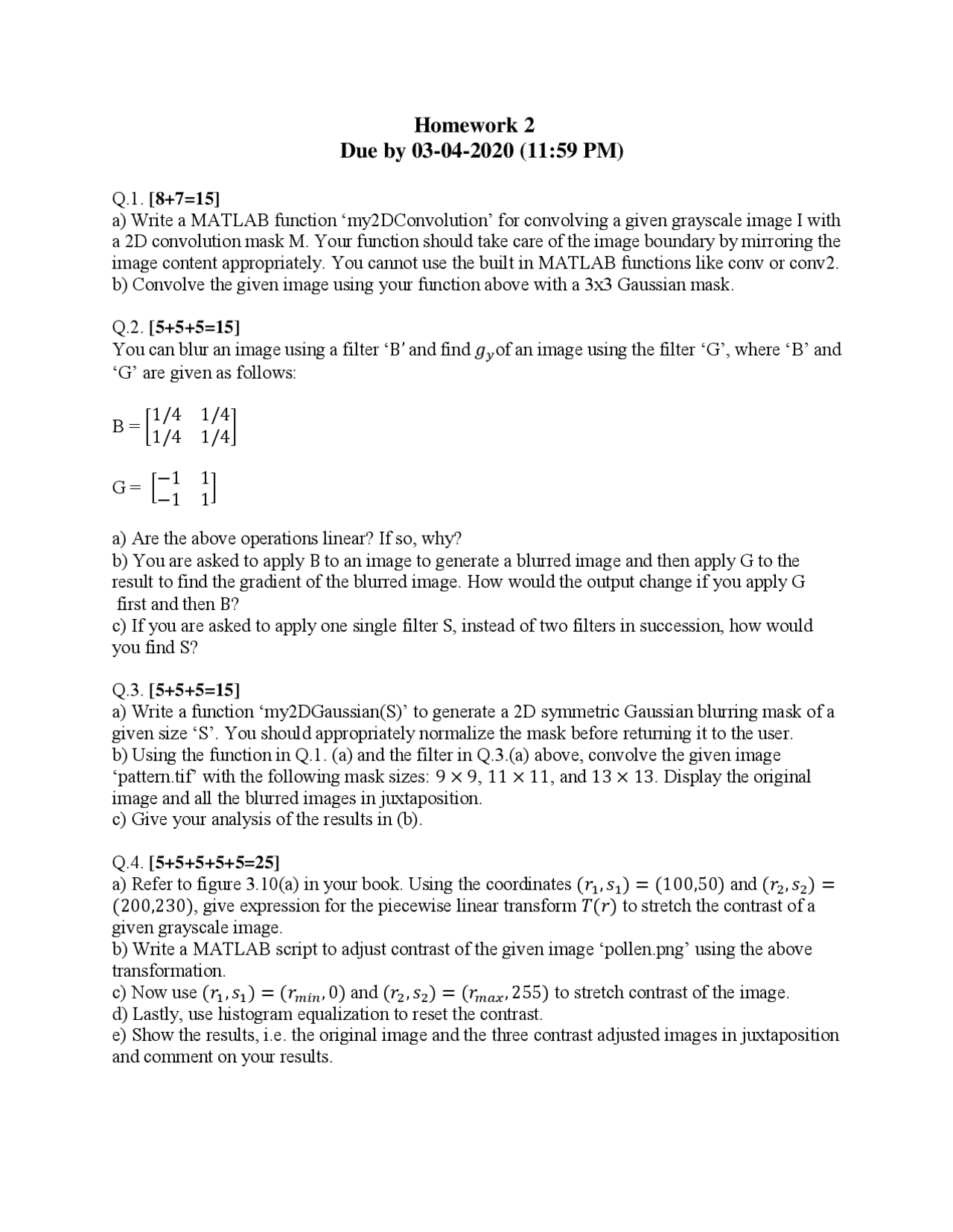 Computer Vision Assignment Assignments Computer Vision Docsity 