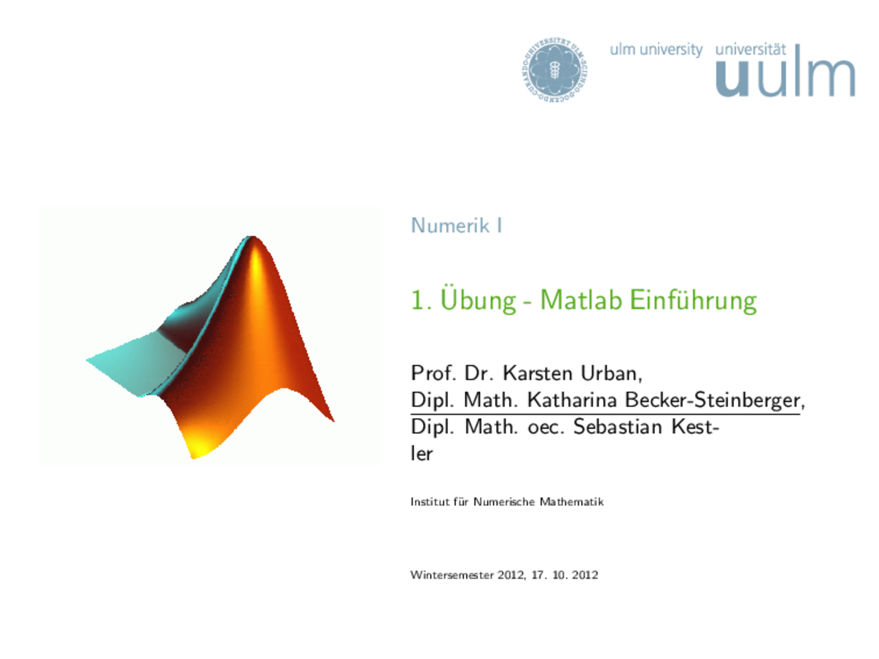 Übung - Matlab Einführung - Docsity