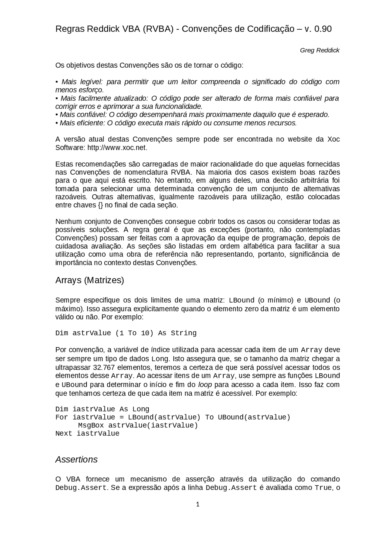 Regras Reddick para VBA - Docsity