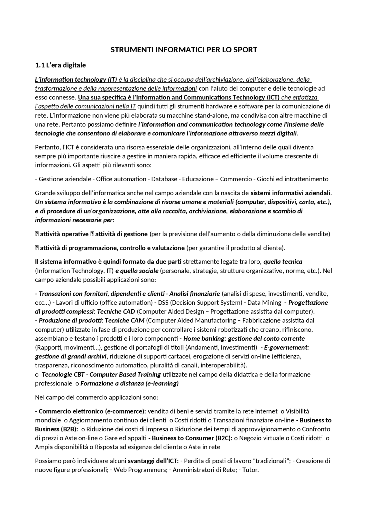 Strumenti Informatici Pegaso Docsity