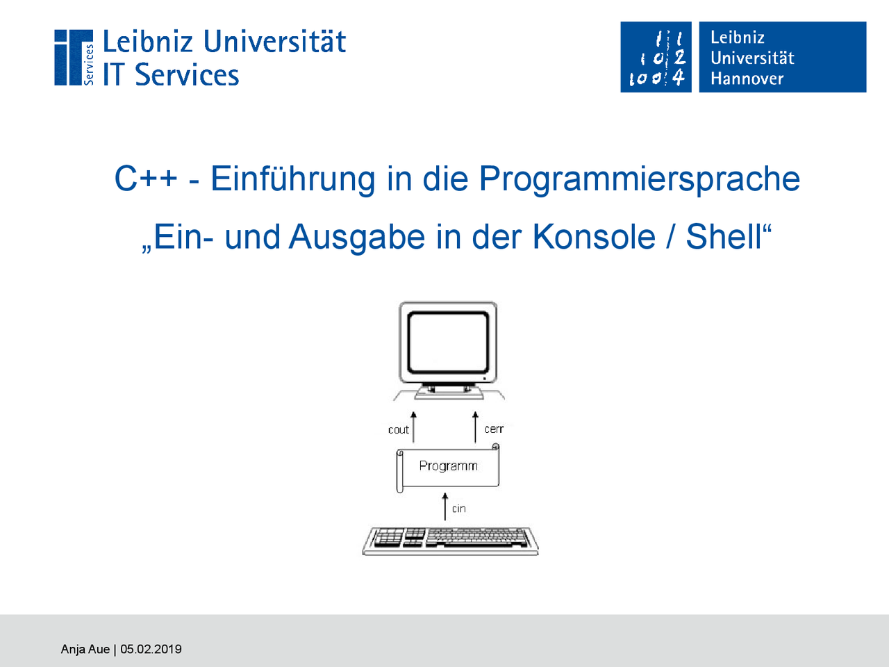 C++: Einführung in die Programmiersprache „Ein- und Ausgabe in der ...