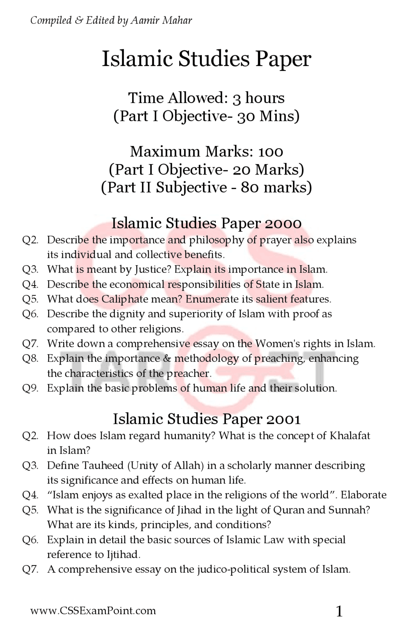 Islamic studies and culture of Muslim history - Docsity