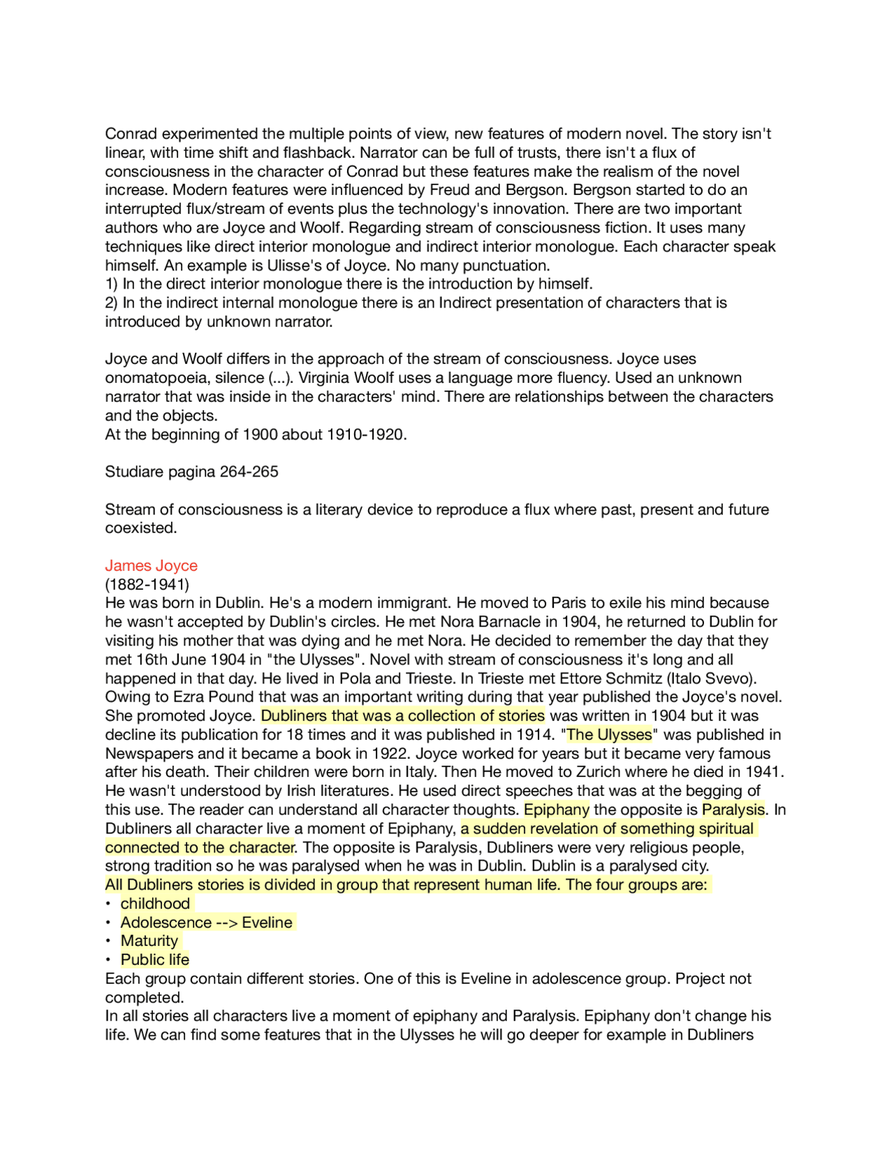 Joyce And Eliotpdf Inglese Appunti Docsity