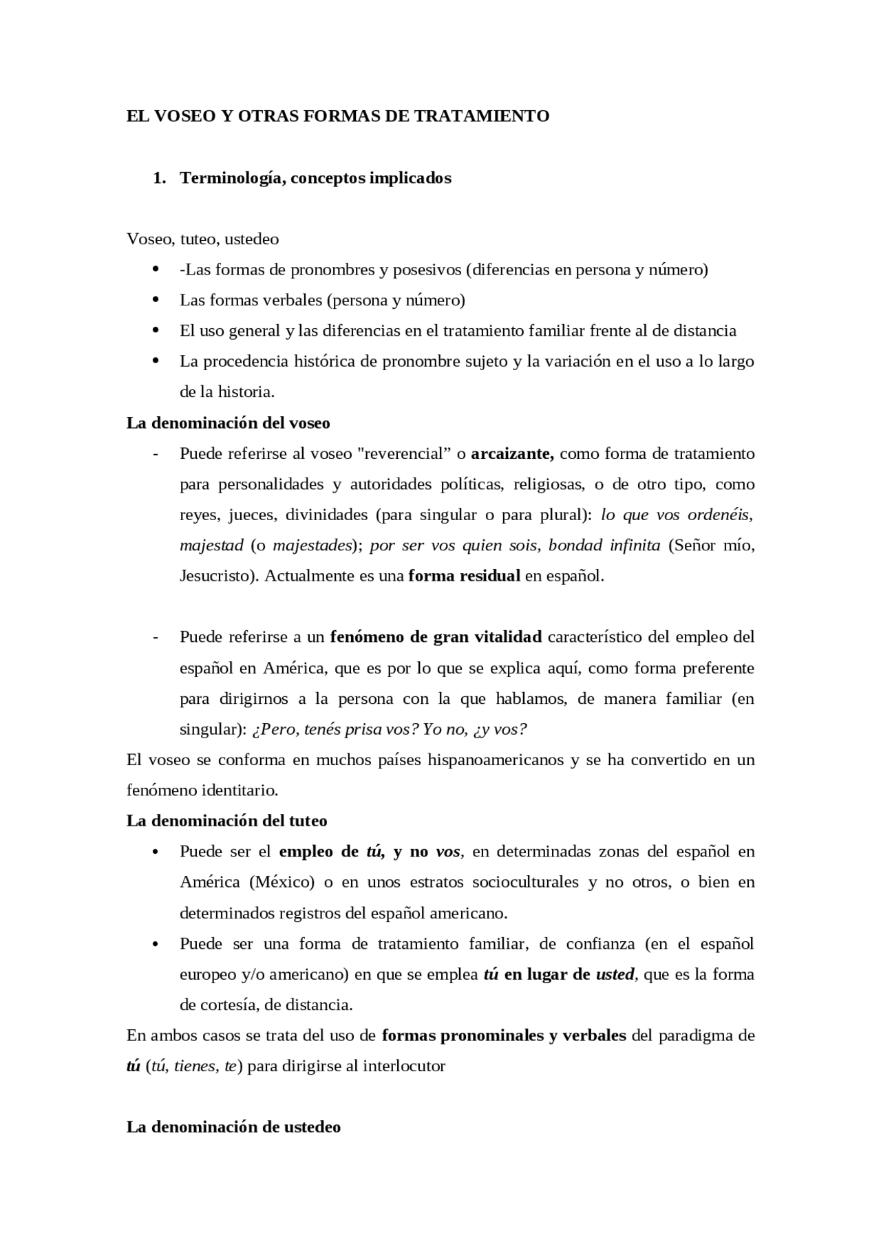 EL VOSEO Y OTRAS FORMAS DE TRATAMIENTO | Apuntes de Idioma Español ...