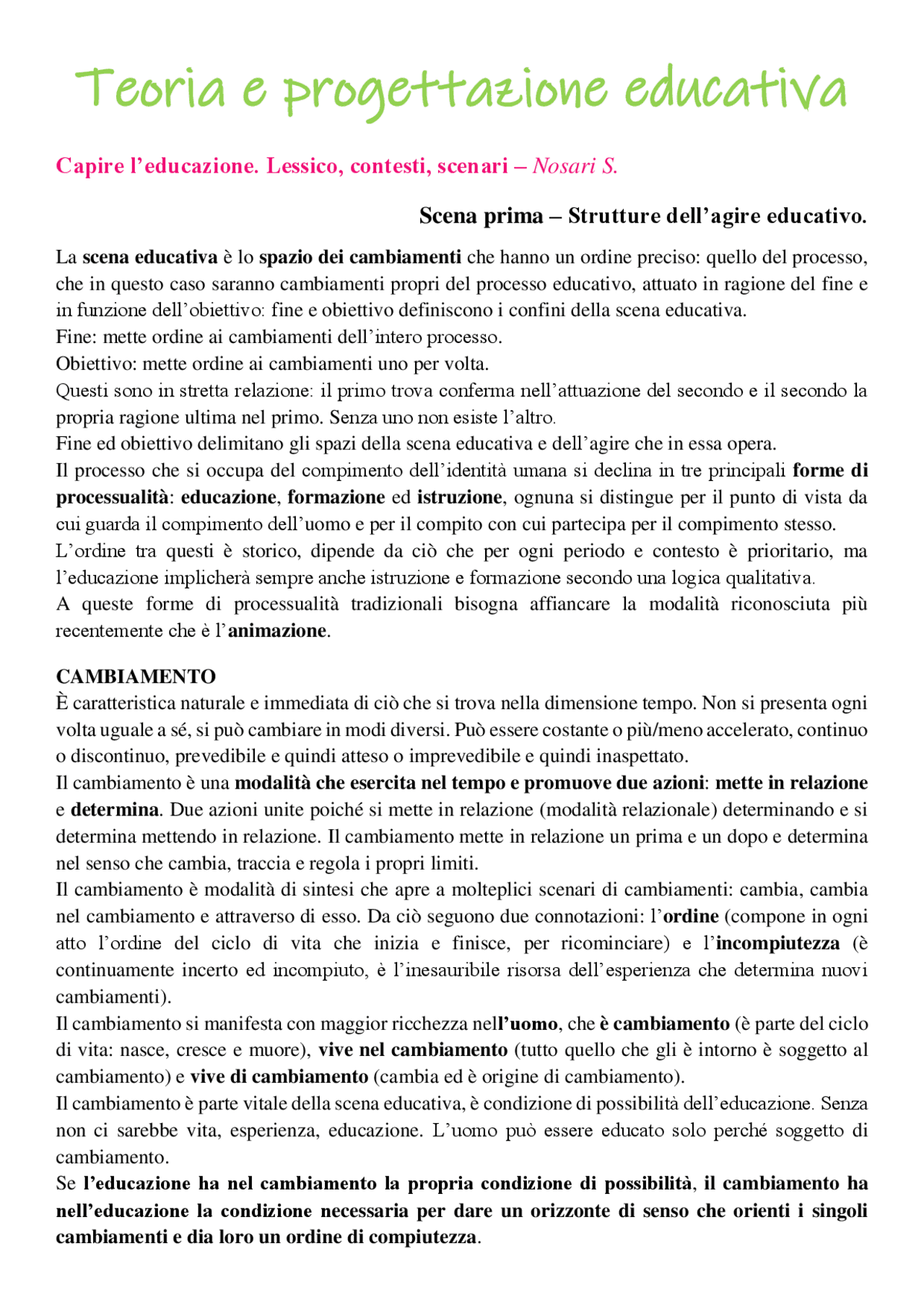 Capire Leducazione Nosari Docsity