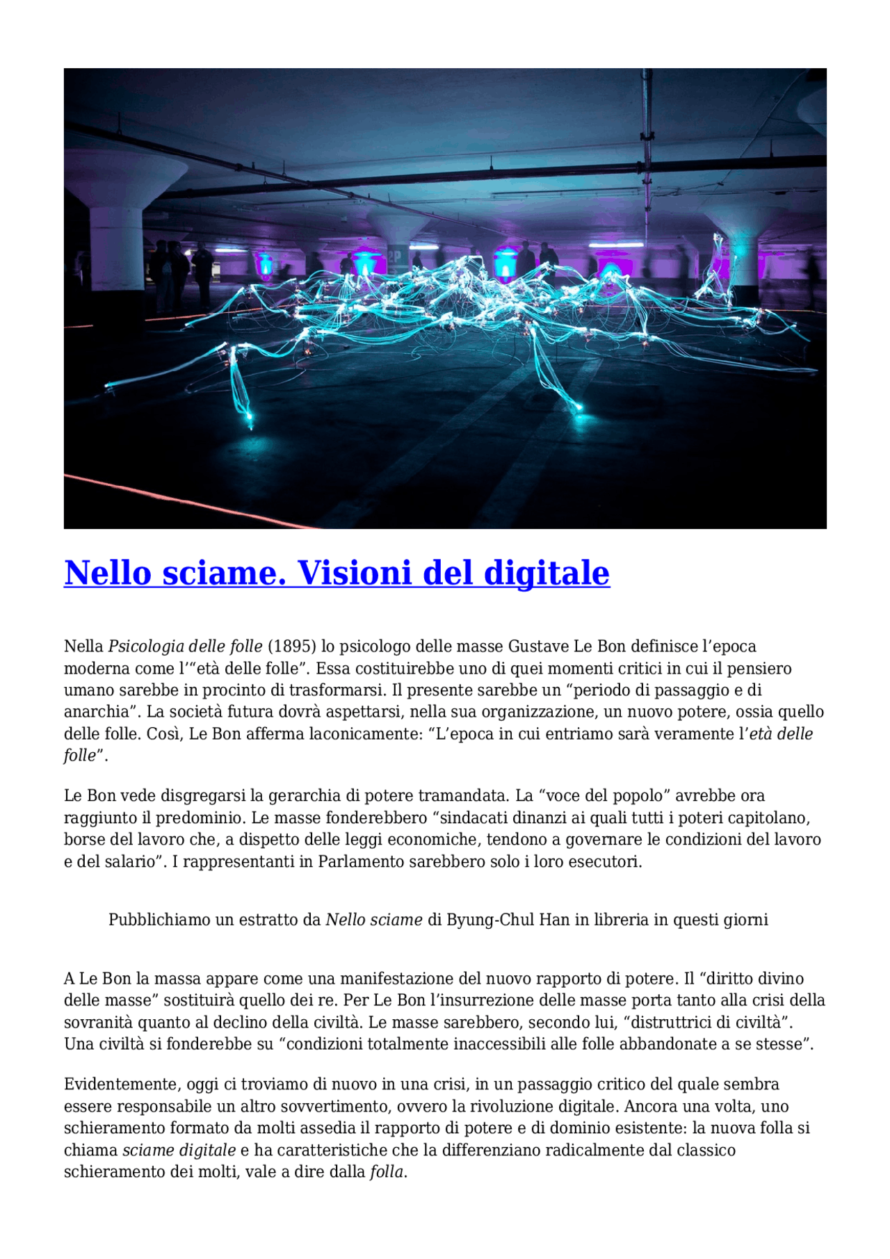 Lo Sciame Digitale Byung Chul Han Docsity
