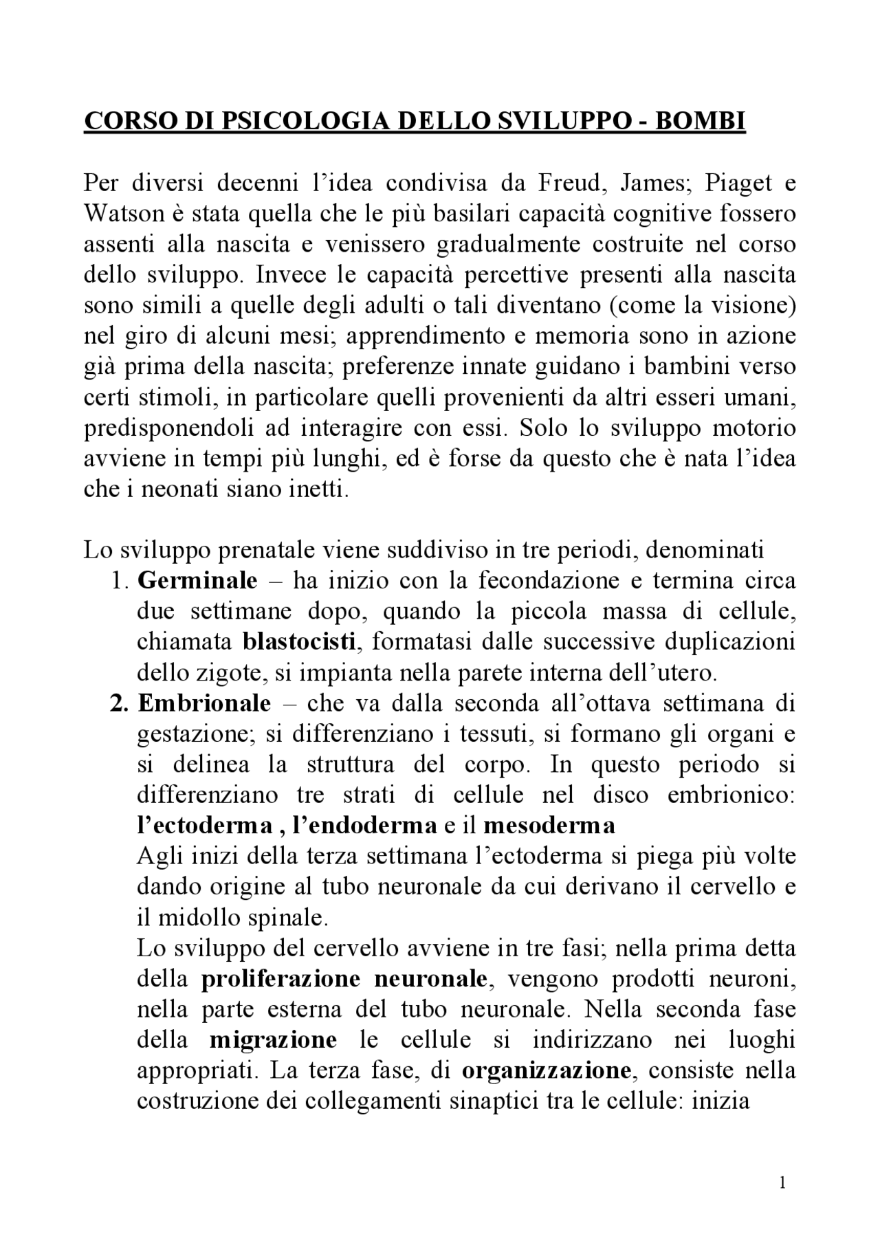 Corso Di Psicologia Dello Sviluppo Berti E Bombi Docsity