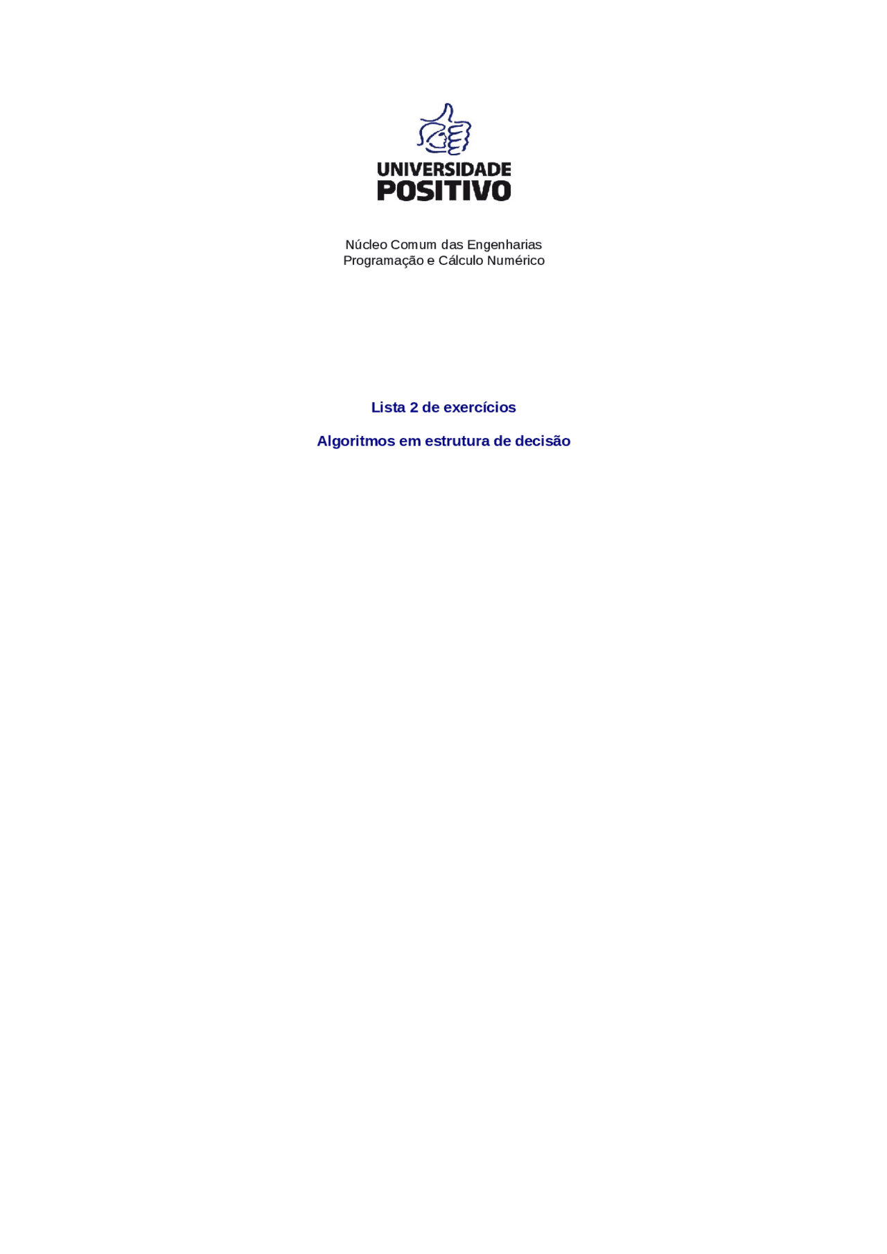 ProgramaÇÃo Lista 2 Docsity