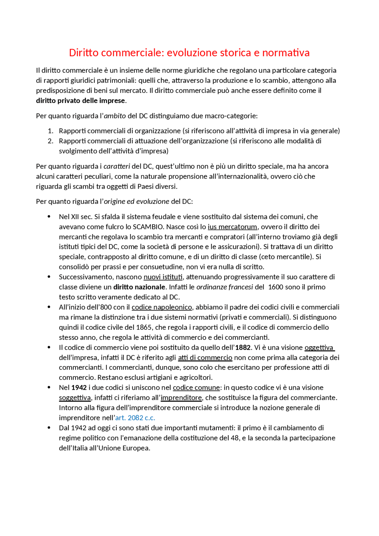Riassunto Diritto Commerciale Parte1 Docsity