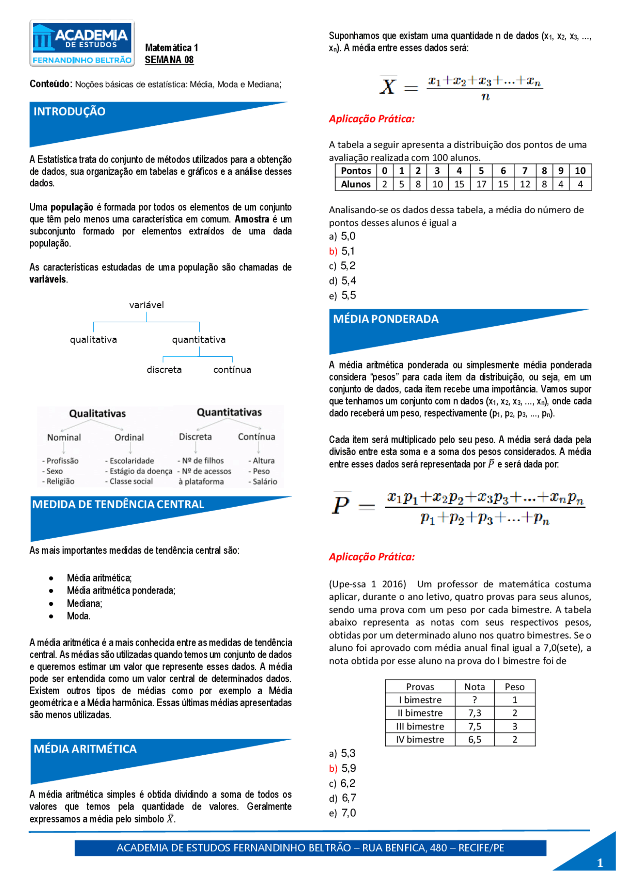 Estatistica para o enem melhor resumo | Esquemas Matemática | Docsity
