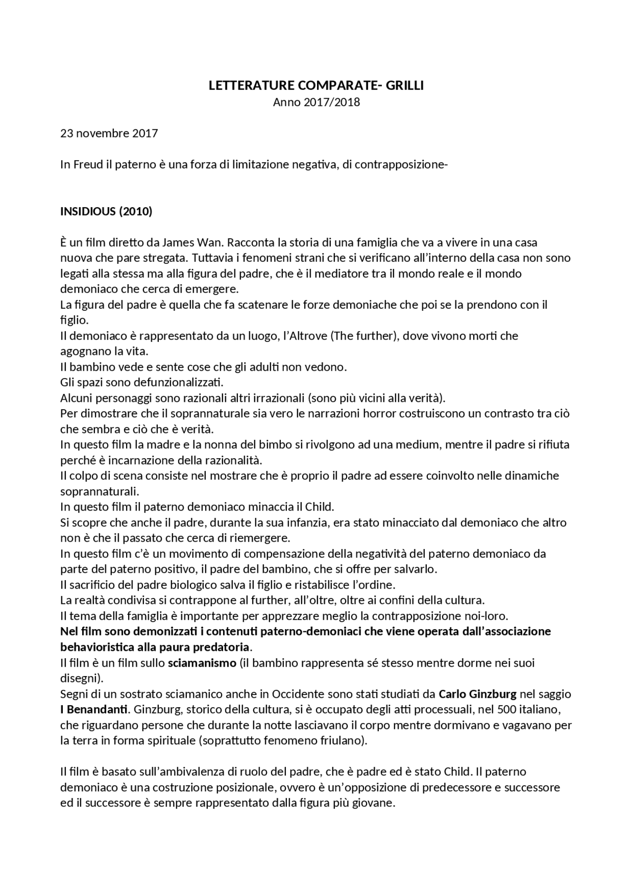 Appunti Letterature Comparate Prof Grilli Docsity