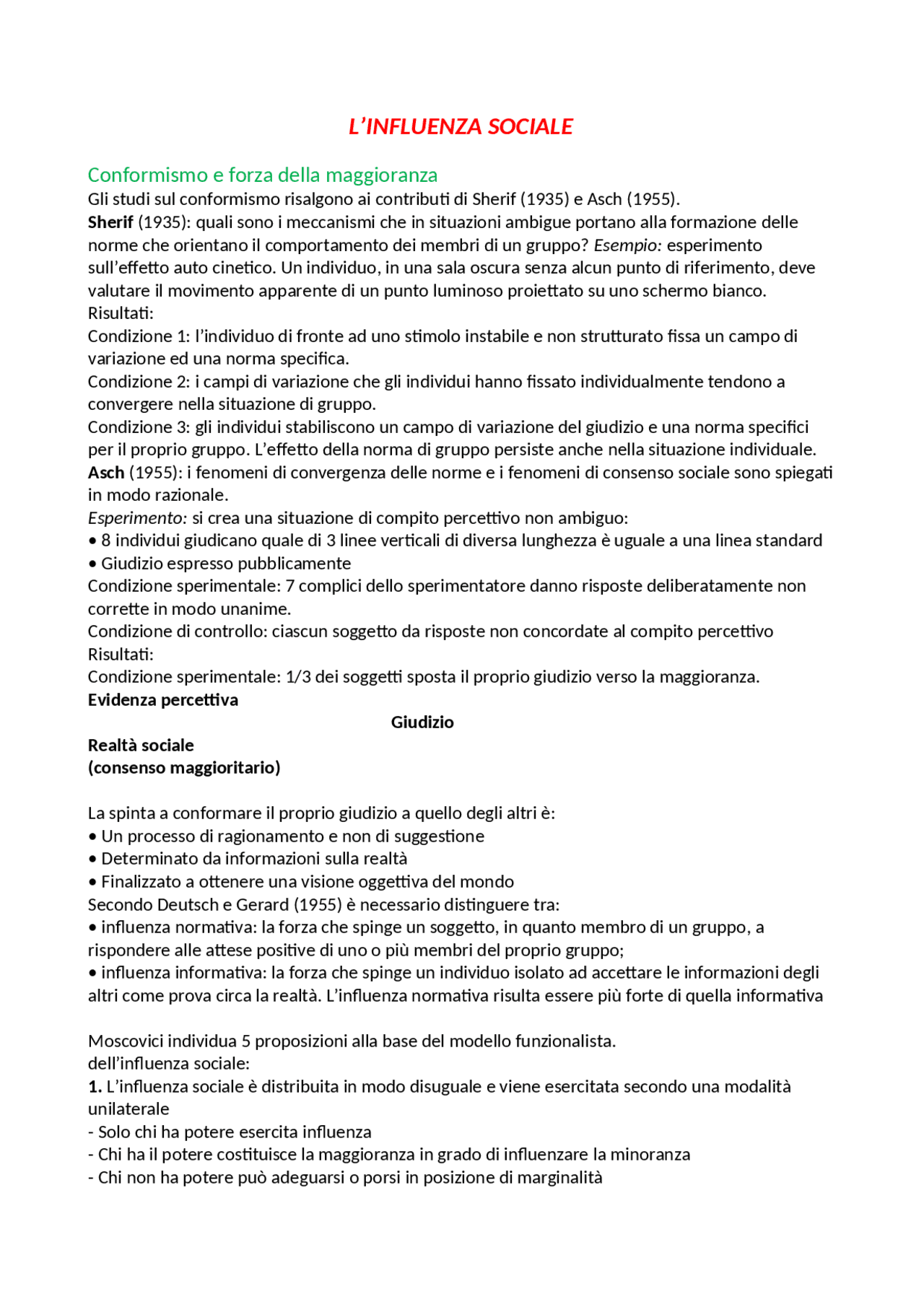 L Influenza Sociale Docsity