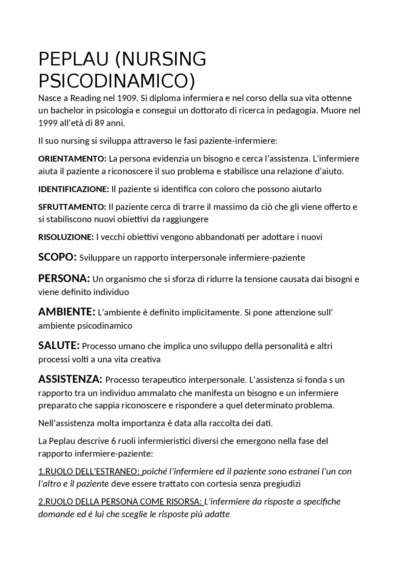 Teoriche Del Nursing Appunti Di Infermieristica Docsity
